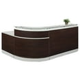 NBF Signature Esquire L-Shaped Desk with Glass Top, Driftwood & Silver ...