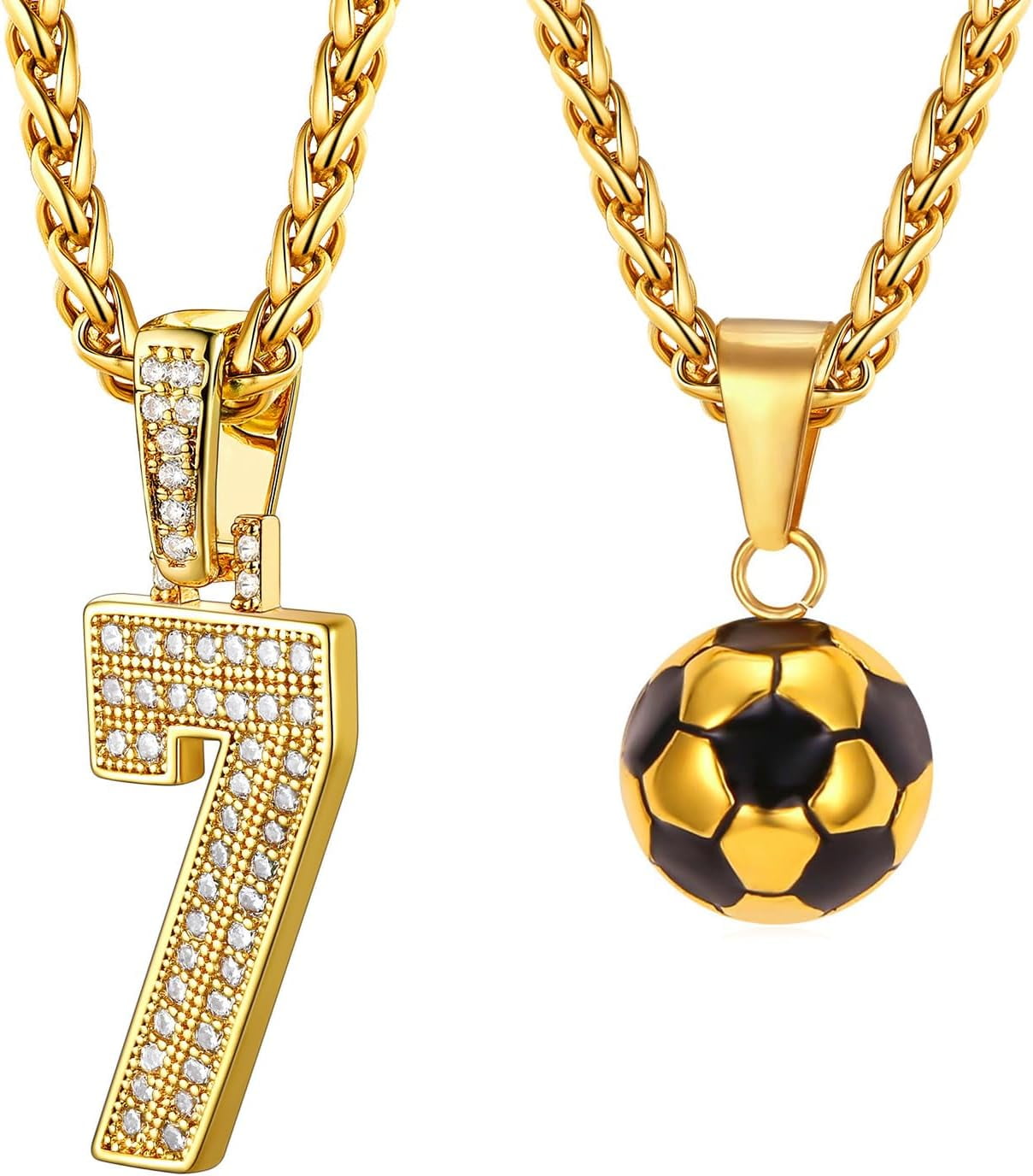 NBGQD Gold Number 7 Necklace and Gold Soccer Necklace - Walmart.com