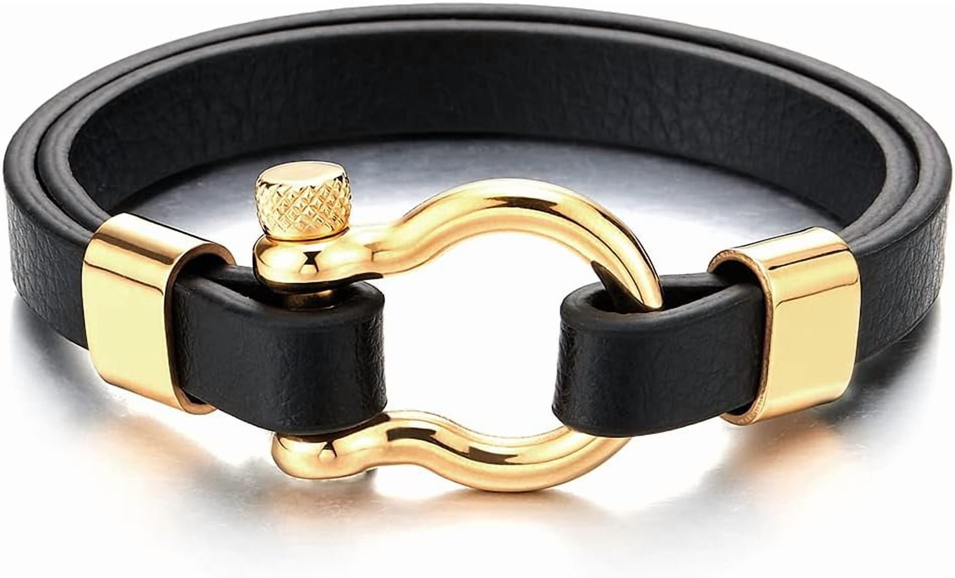 NBGQD Mens Womens Steel Gold Color Screw Anchor Shackles Two-row ...