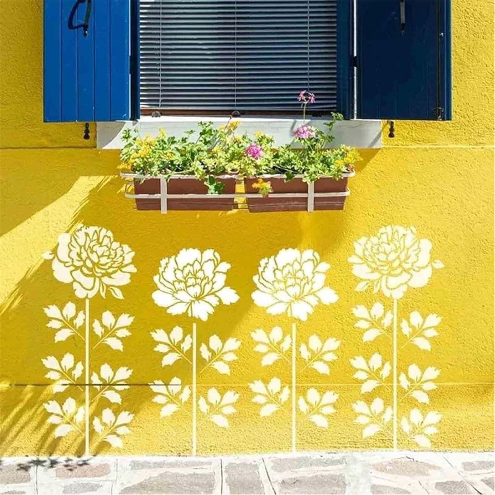NBHOME 17PC Large Flower Stencils, Reusable Flower Stencils for ...