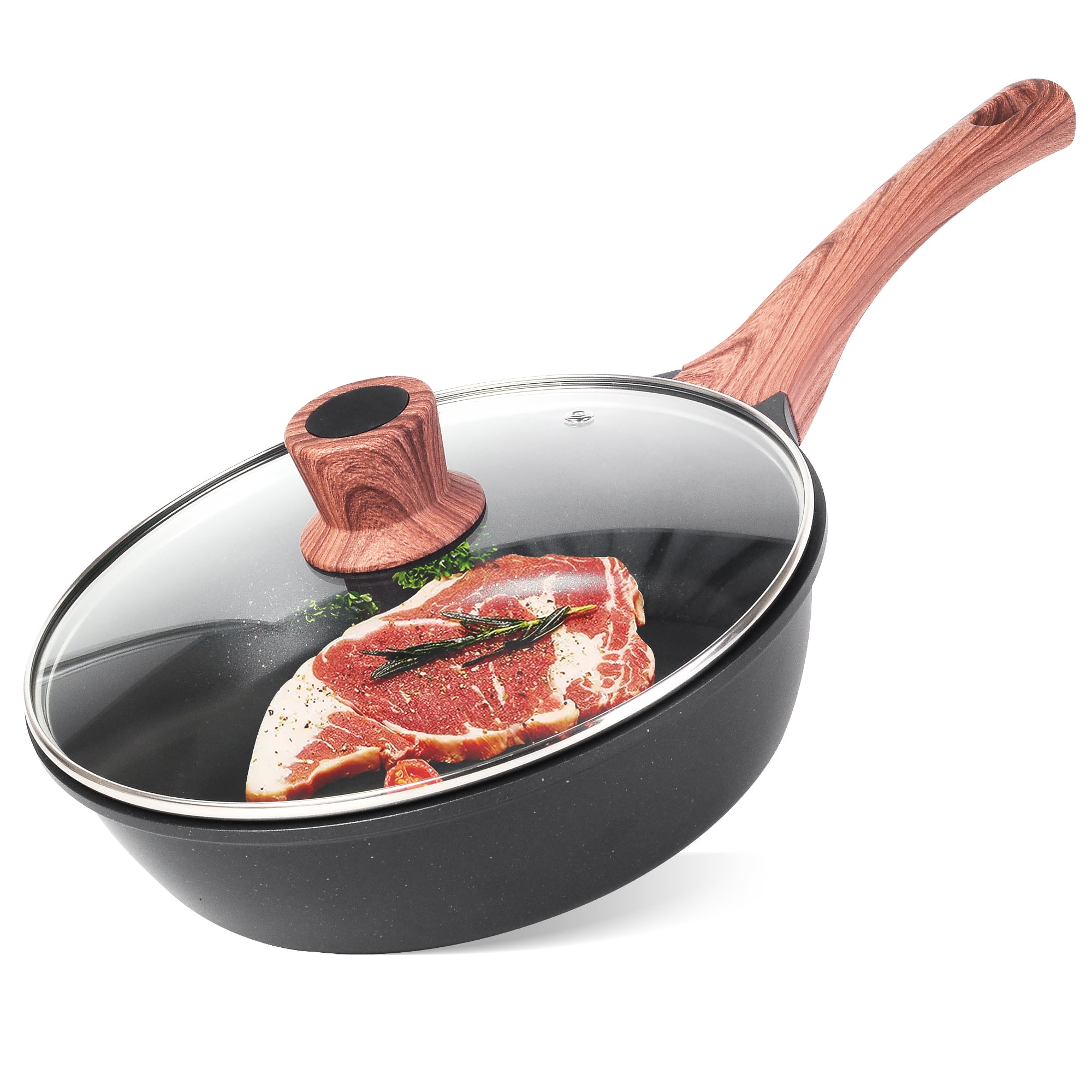 NBTX Non Stick Frying Pans, Nonstick Skillet Deep Frying Pan with Lid ...