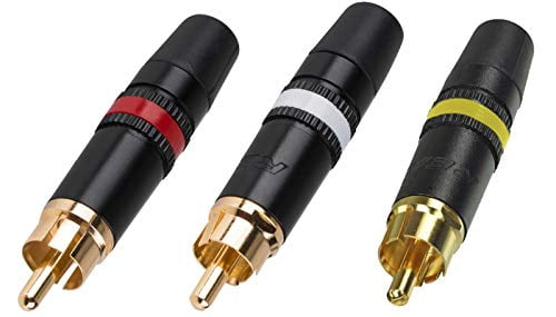 NBVOICE NYS373-4, -9, -2 RCA Male Phono Plug (Yellow, White,Red Ring) c ...
