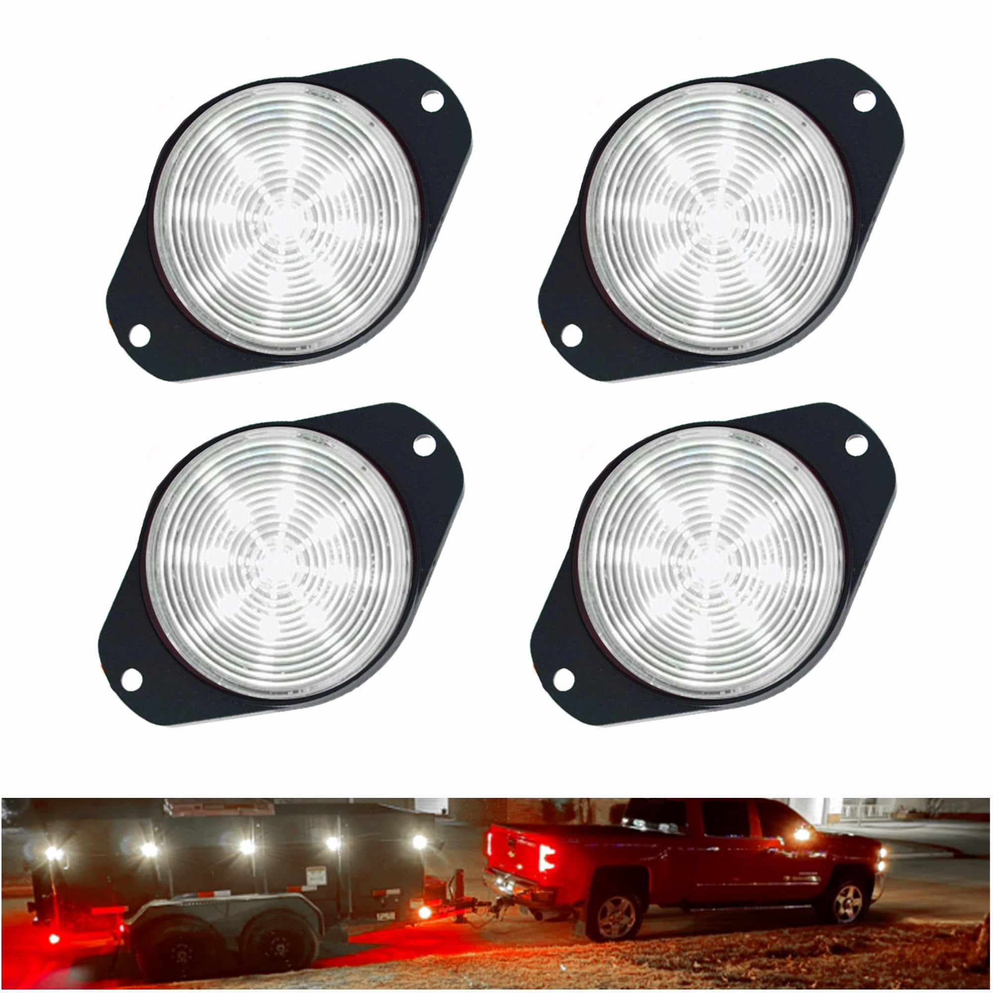 NBWDY 4Pcs 3'' Round MMF7 White Side Marker Light,Waterproof 12V-24V DC ...