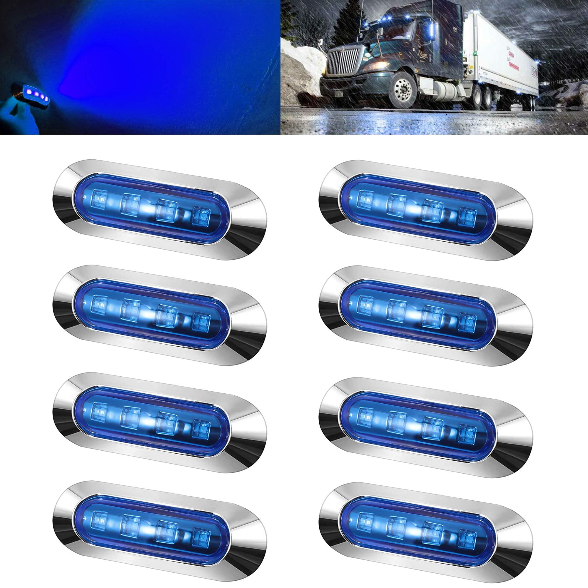 NBWDY 8Pcs Blue LED OIF8 Side Marker Light Truck Trailer Light Front ...