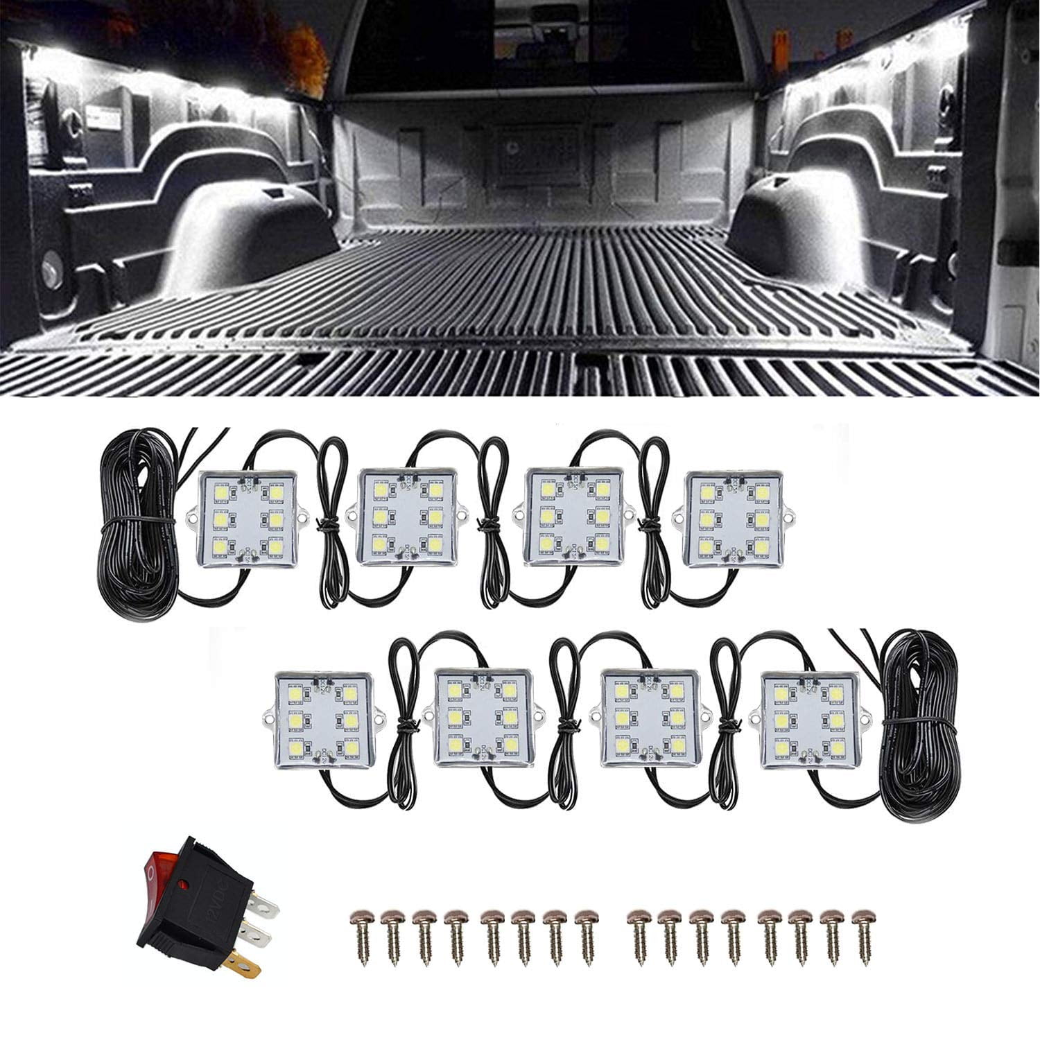 NBWDY Truck Bed Lights,8Pcs STF9 White Tool Box Light,Cargo Bed Lights ...