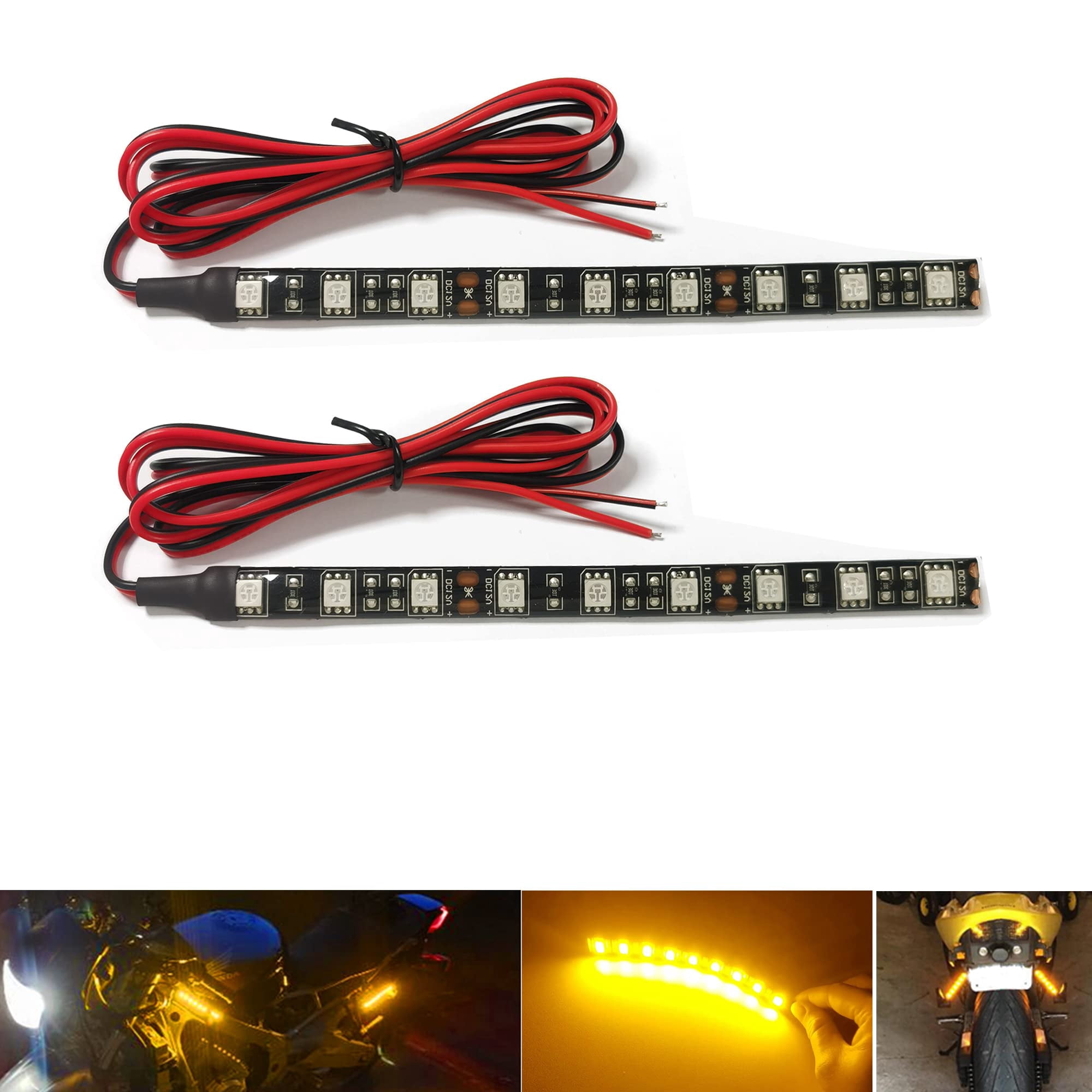 NBWDY Universal DC 12V OIF8 2pc 5.9in Motorcycle LED Signal Light Amber ...