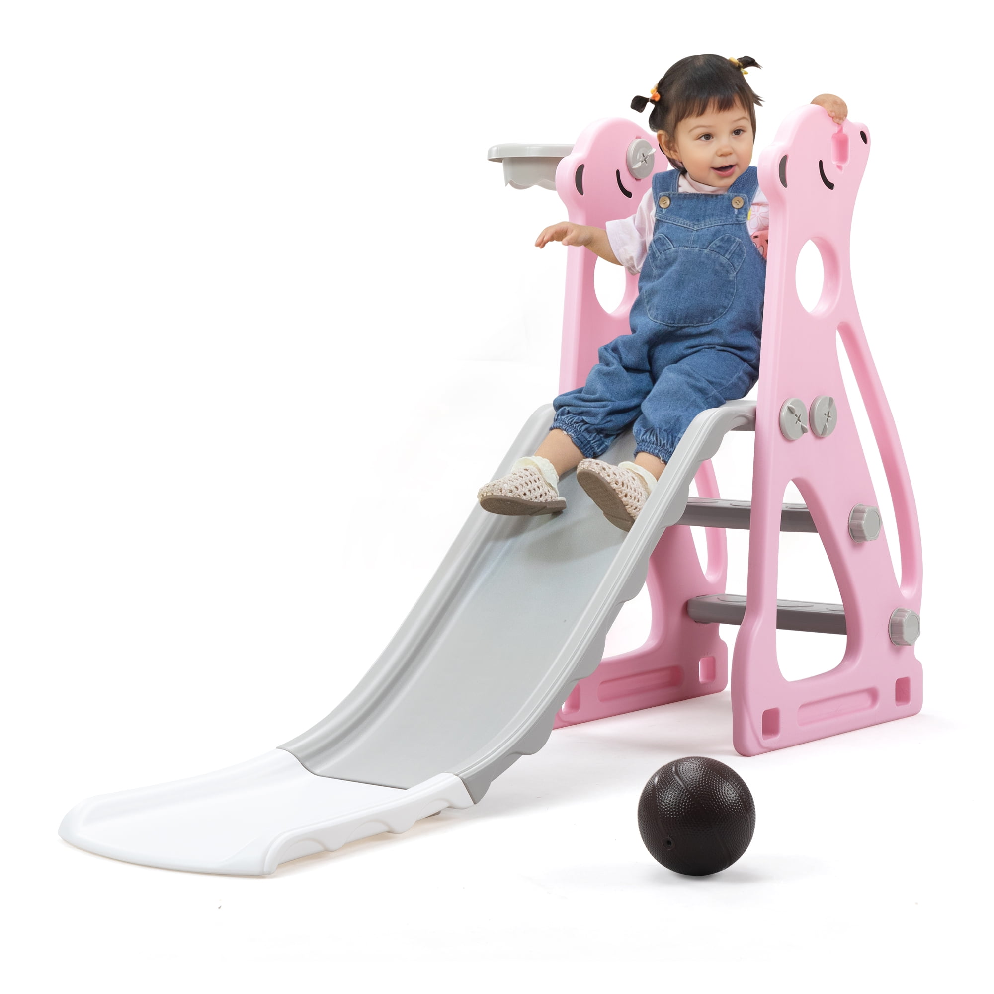 NBXPOW Kids Slide Indoor Outdoor Climber Playground with Basketball ...