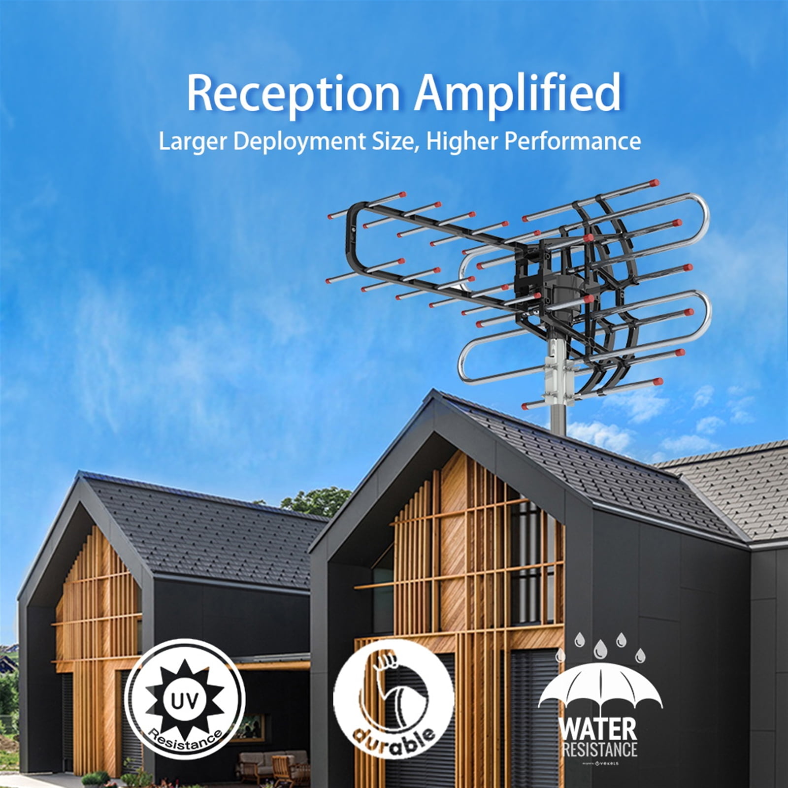 NBXPOW Outdoor Digital Amplified HDTV Antenna - 350 Degree Rotating ...