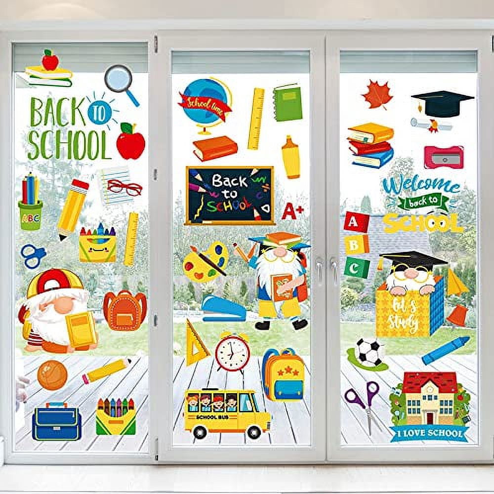 NBjiuyin 8 Sheets Back to School Window Clings Decor Reusable Static ...