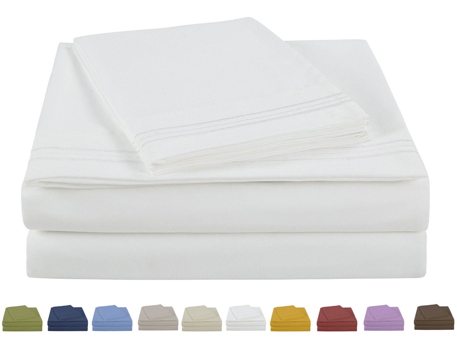 NC Home Fashions Luxury Embroidered Microfiber Sheet Sets, Full Size ...