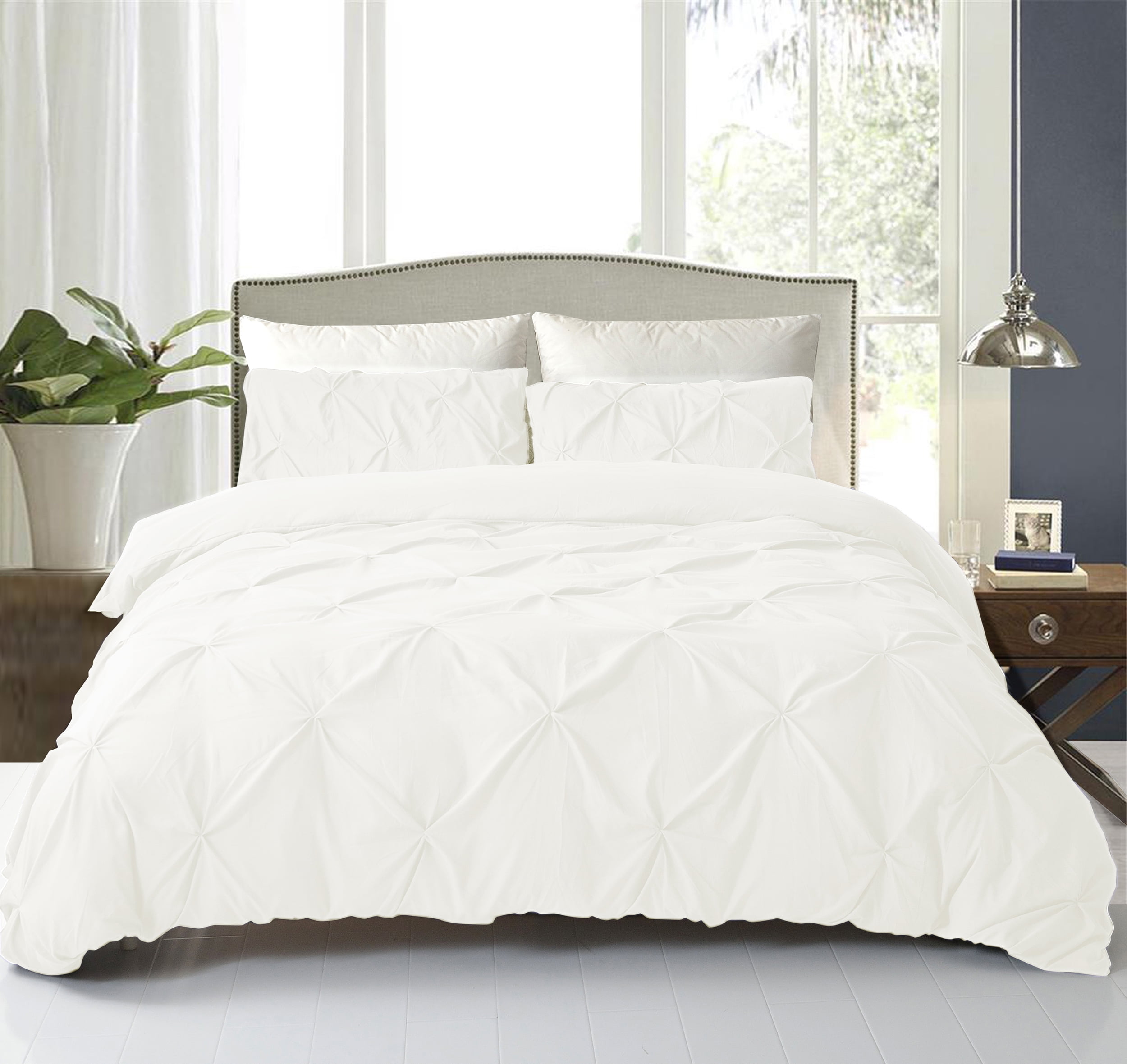 NC Home Fashions 3-Pieces Pinch Pleated Duvet Set Cover, King- with ...