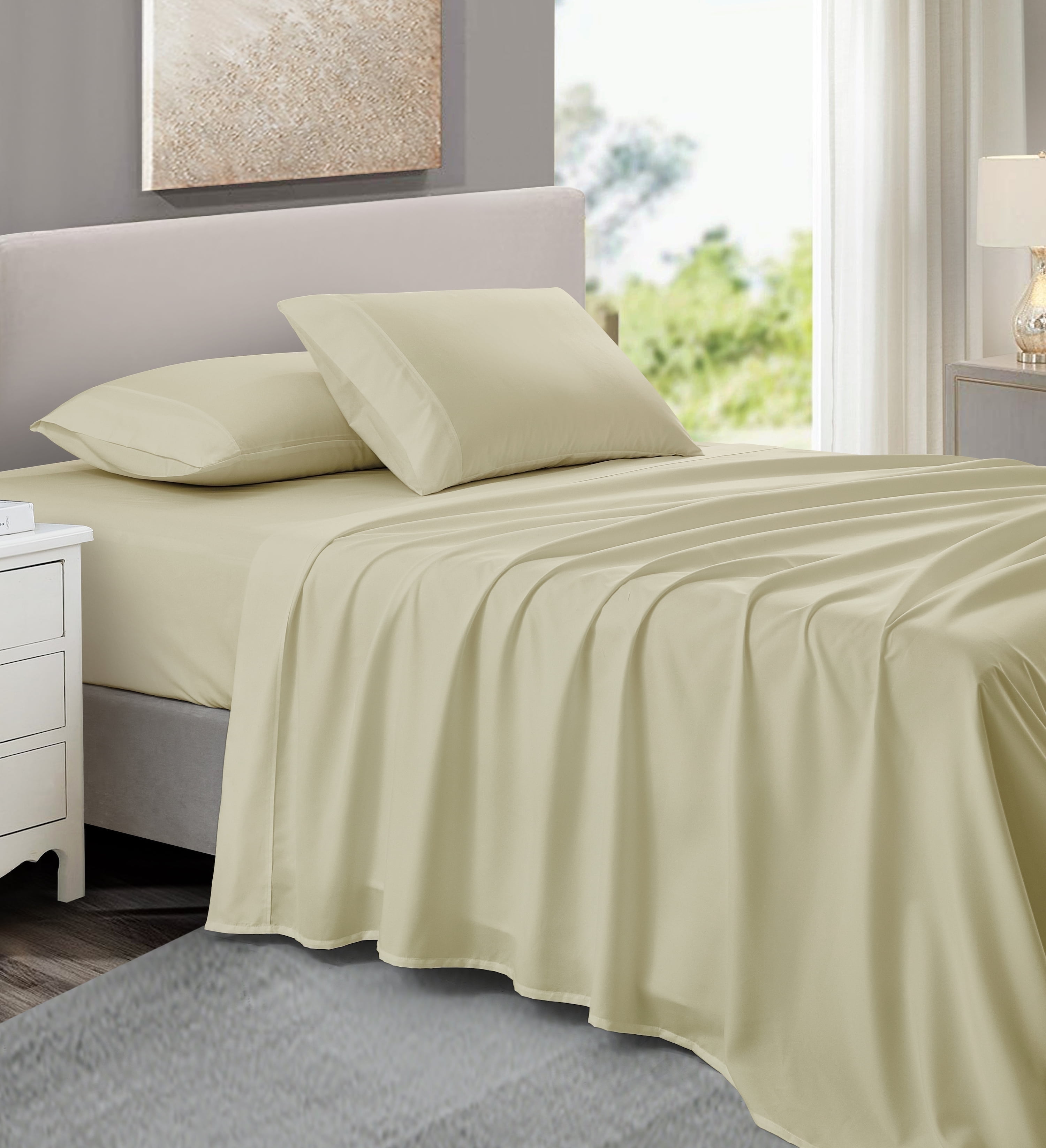 NC Home Fashions Soft Classic 300 Thread Count Microfiber Bed Sheet Set ...