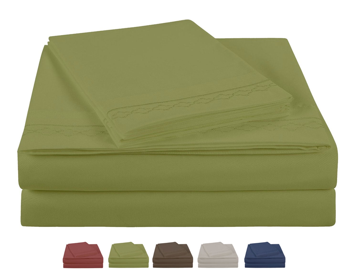 NC Home Fashions Geometric Trim Embroidered microfiber sheet set, ultra ...
