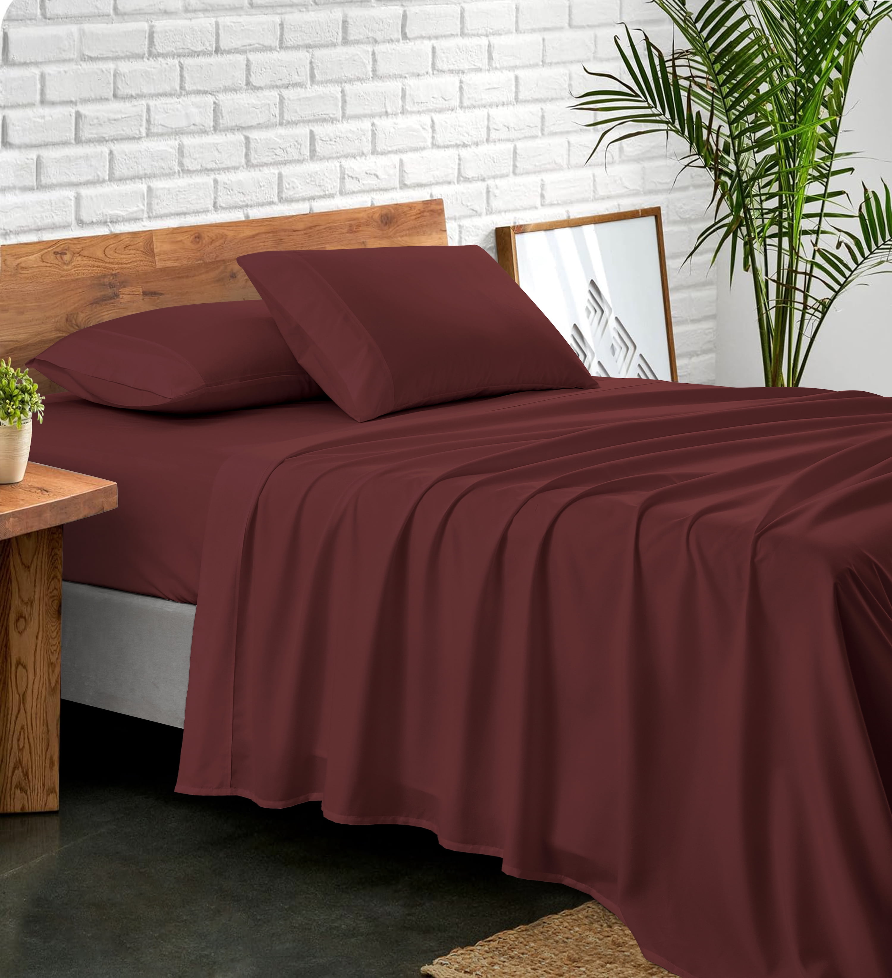 NC Home Fashions Soft Plain Microfiber Sheet Set with Bonus Embroidered Pillowcase, Twin ...