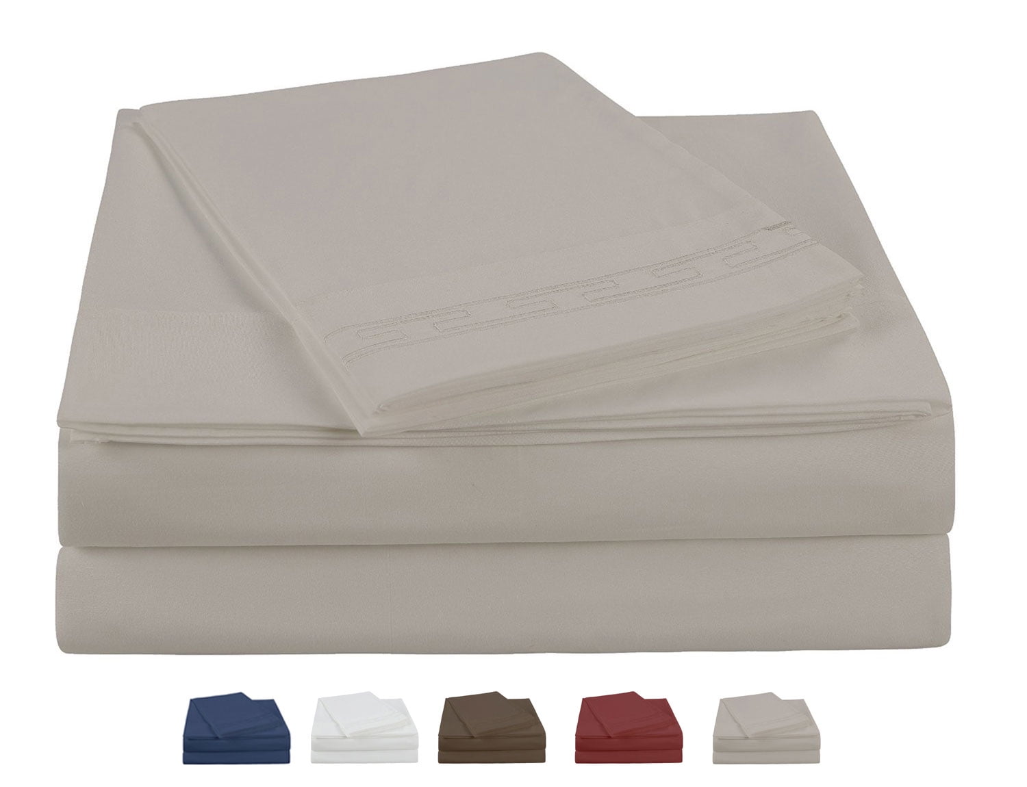 NC Home Fashions Solid microfiber sheet set with two bonus embroidered ...