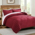 N/C Tufted Microfiber Queen Comforter Set with 2 Pillow Shams, Burgundy ...