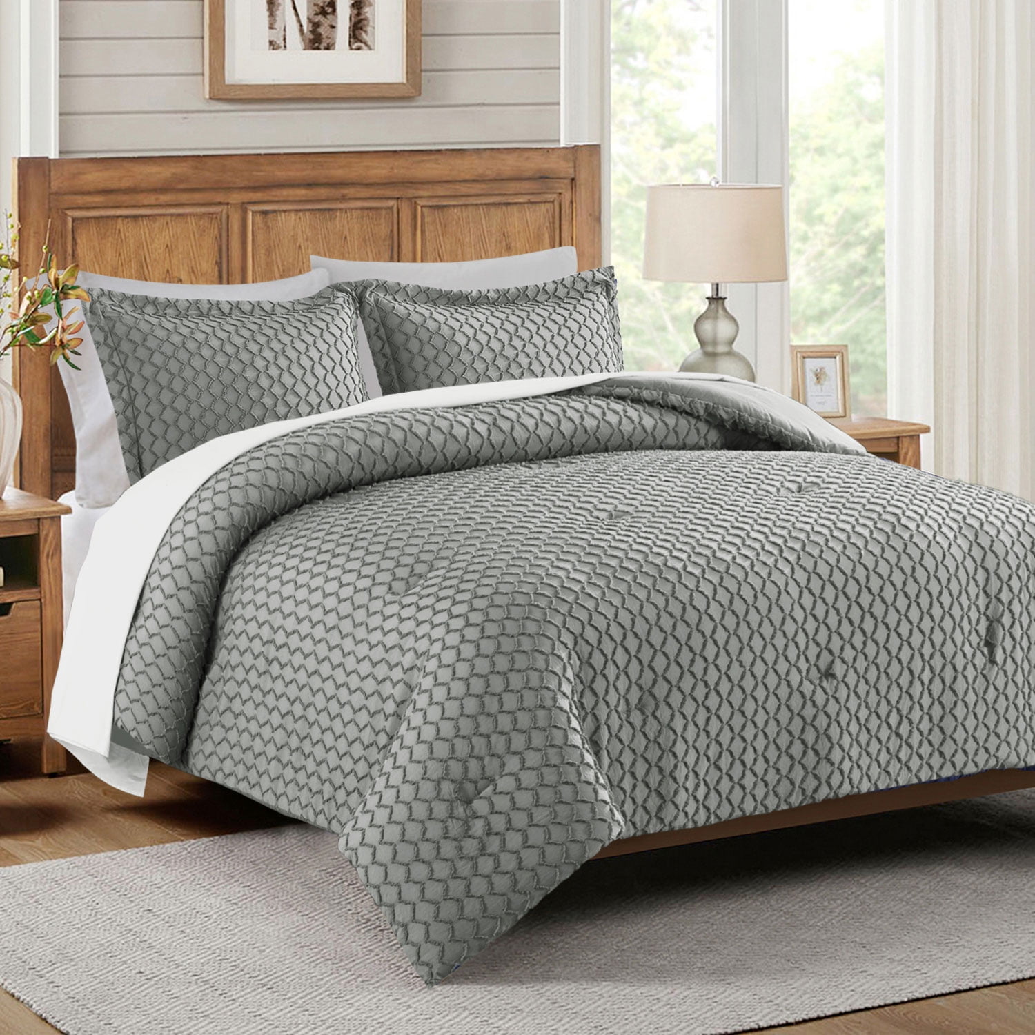NC Queen Comforter Sets With 2 Pillow Shams, 3 Piece Soft Bedding Set ...