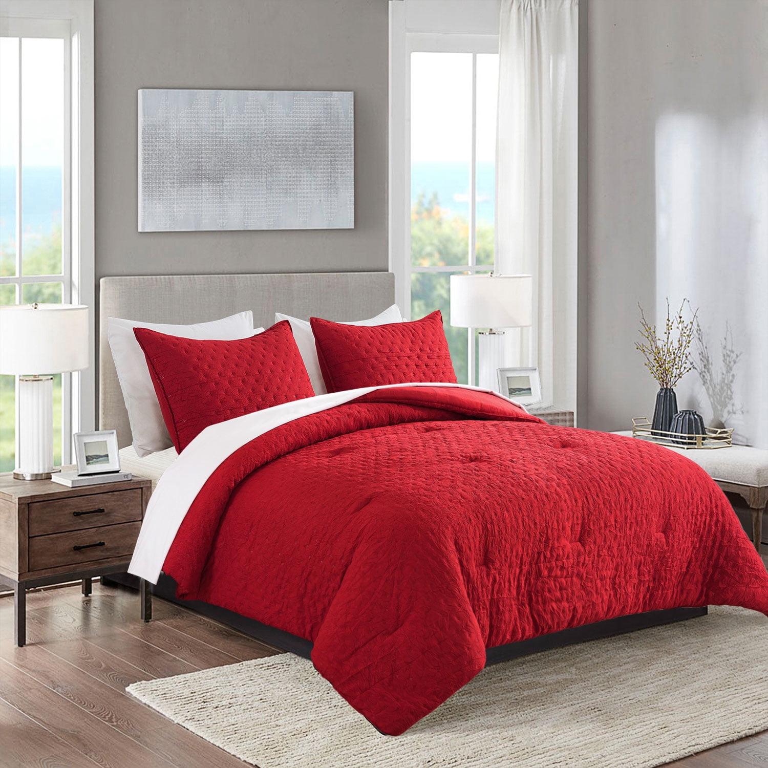 NC Queen Comforter Sets With 2 Pillowcases, 3 Piece Soft Bedding Set ...