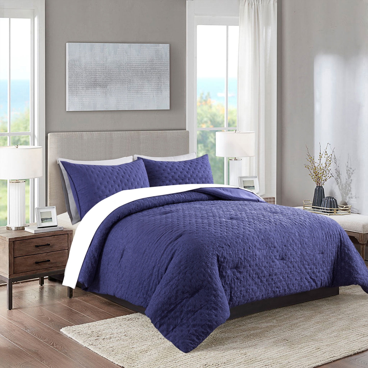 NC Queen Comforter Sets With 2 Pillowcases, 3 Piece Soft Bedding Set ...