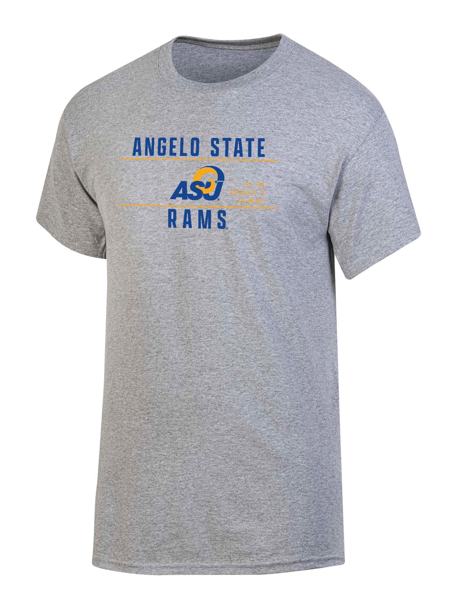 NCAA ANGELO STATE Mens Grey Color Cotton SS TEE Bar OPP - Walmart.com