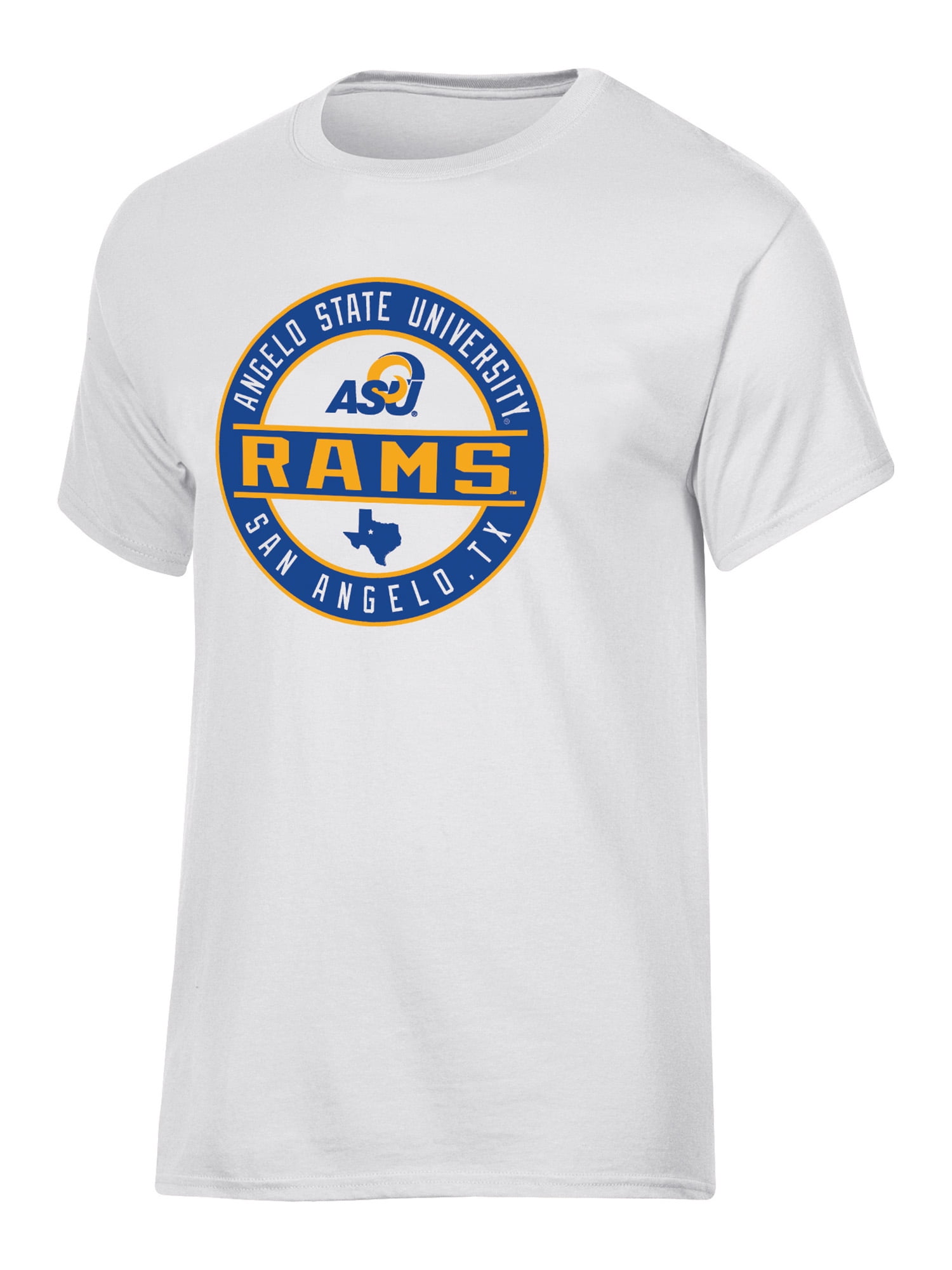 NCAA ANGELO STATE Mens White Color Cotton SS TEE Circle Local OPP ...