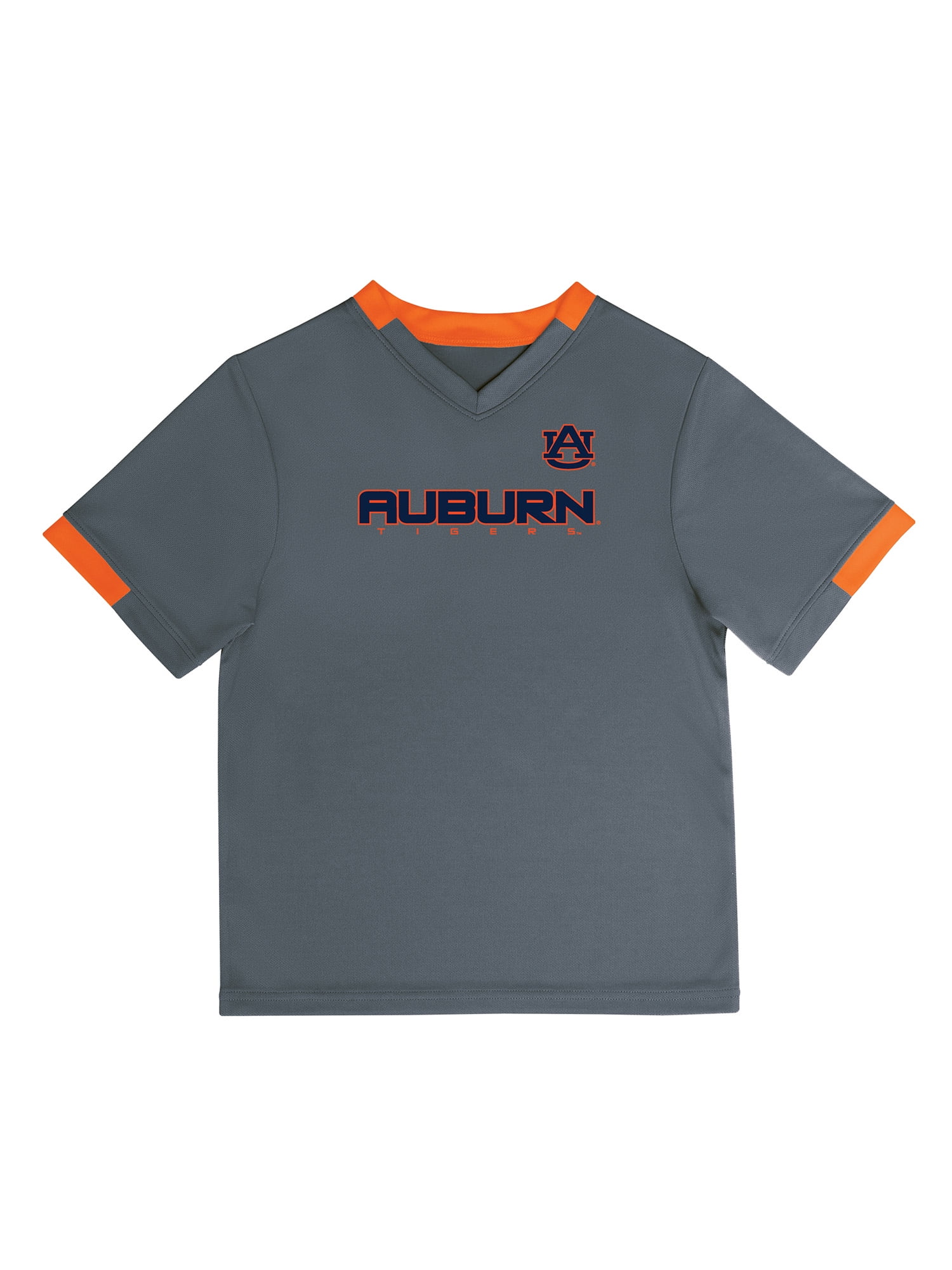 NCAA AUBURN TIGERS Boys Grey Color Synthetic SS TEE Soccer Vee - Walmart.com