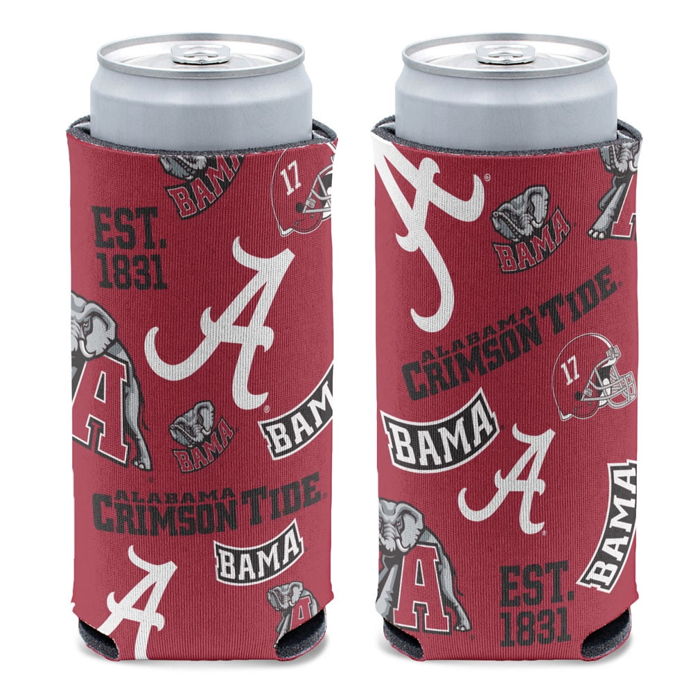 NCAA Alabama Scatter Print 12oz Slim Can Cooler, Collapsible - Walmart.com