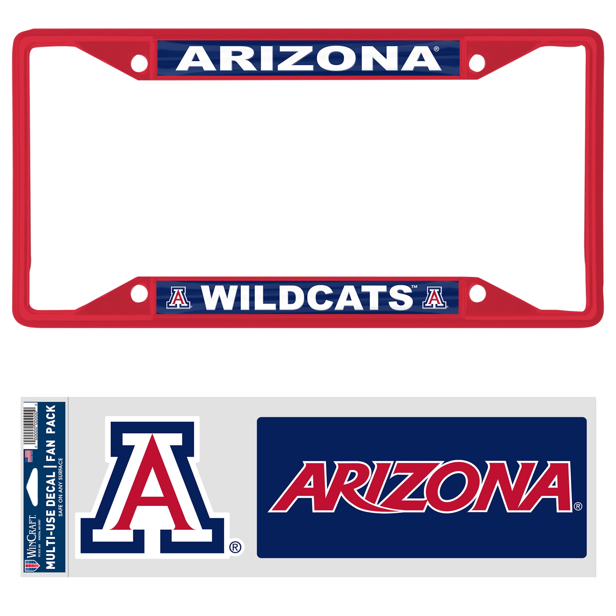 NCAA Arizona Wildcats Team Colored License Plate Frame with Decal Set ...