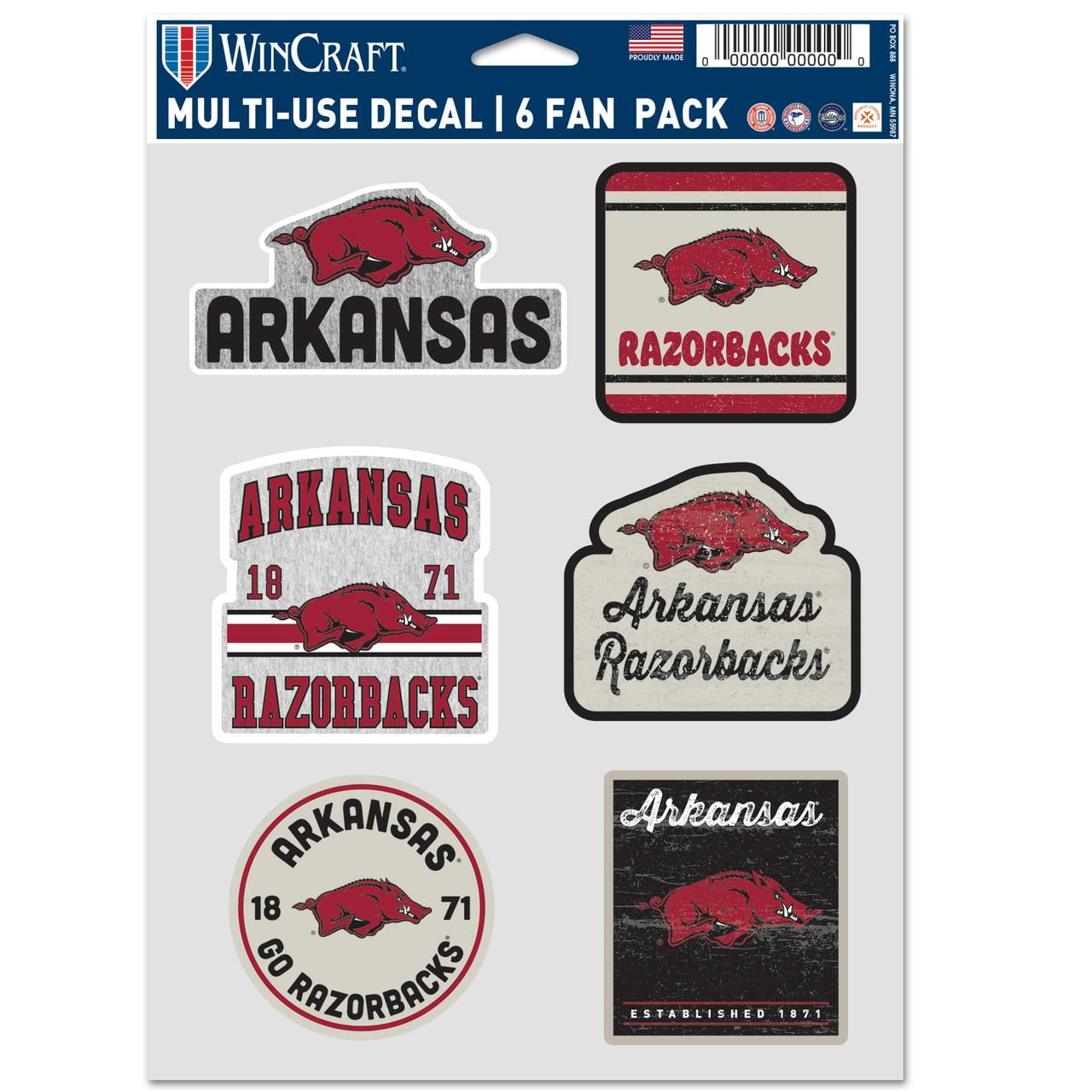 NCAA Arkansas Team 5" x 7.75" 6 Pack Fan Decal - Walmart.com