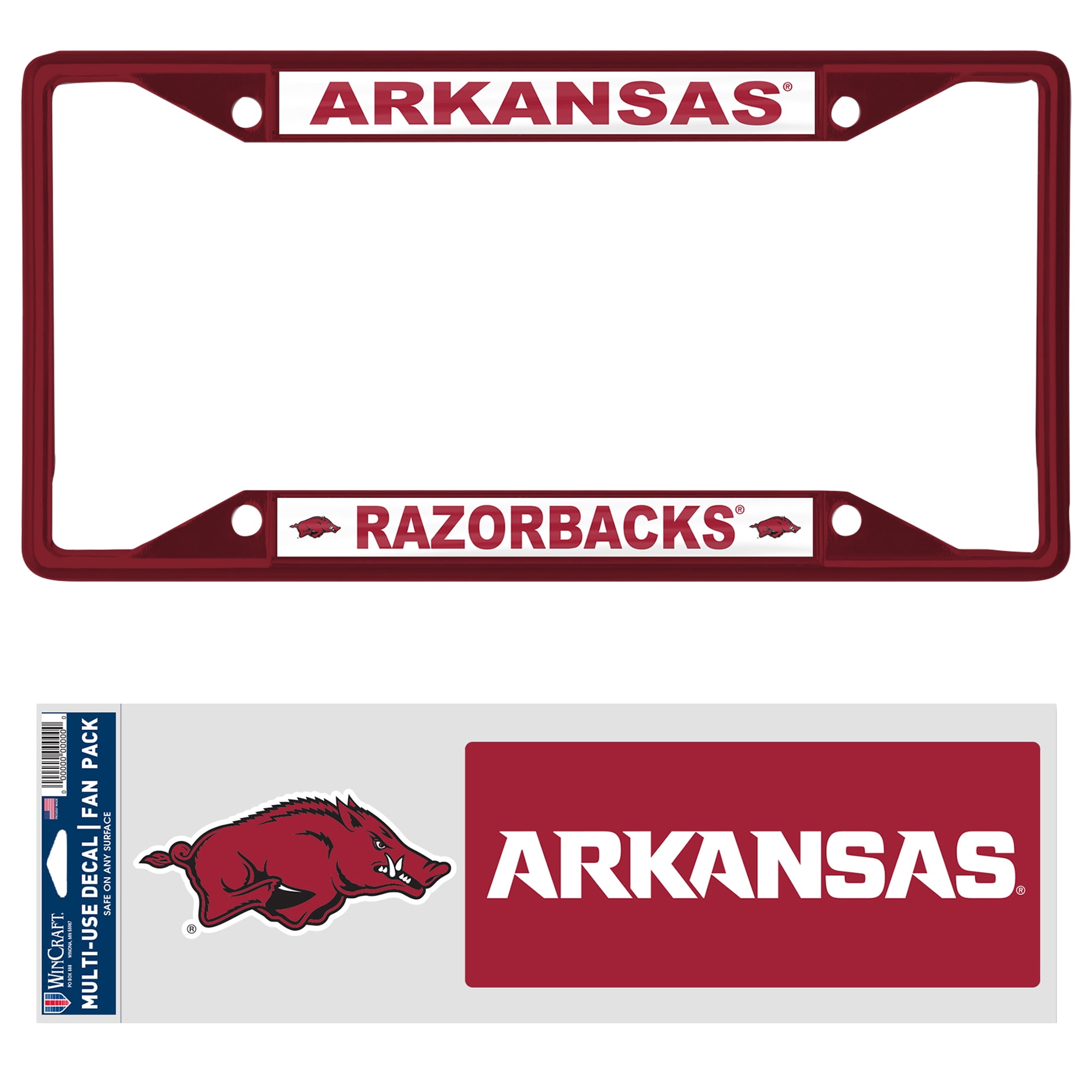 NCAA Arkansas Team Colored License Plate Frame with Decal Set - Walmart.com