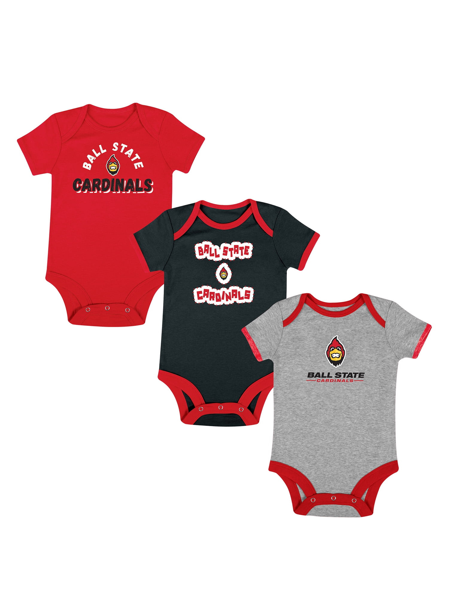 NCAA BALL STATE Infant Tm1&2 Color Cotton SS ONS 3Pk Boys - Walmart.com