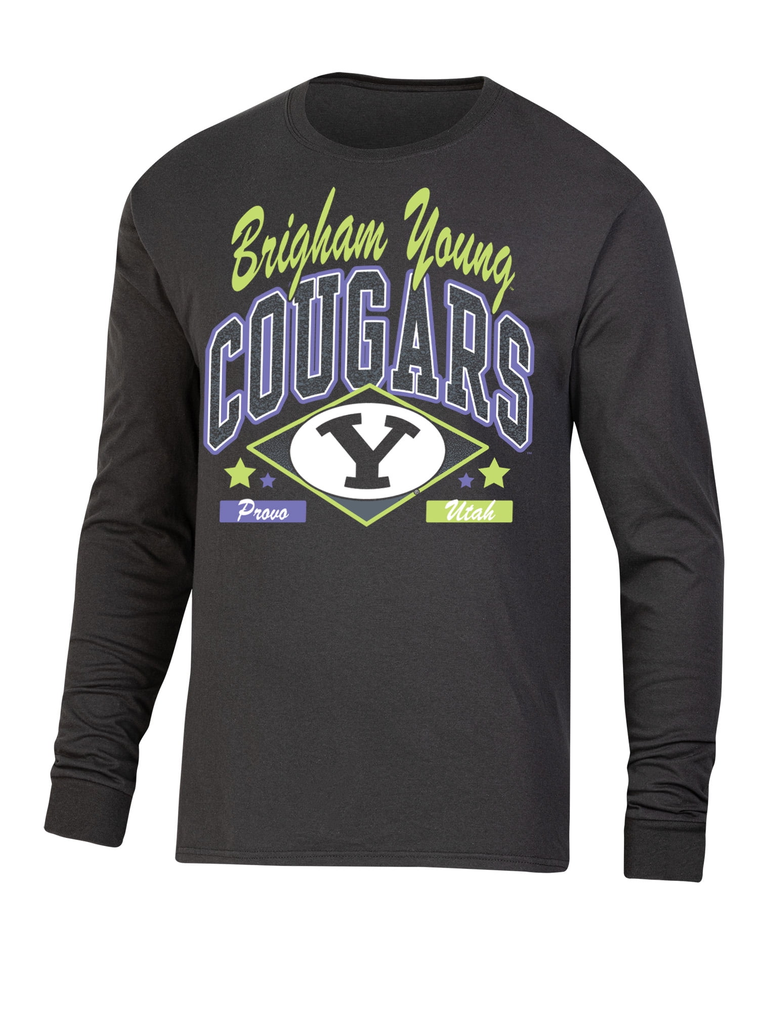 NCAA BRIGHAM YOUNG Mens Black Color Cotton LS TEE Frat Mash - Walmart.com