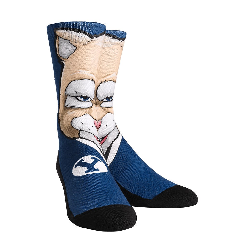 NCAA BYU Cougars - Cosmo Mascot Rock 'Em Socks (S-M) - Walmart.com