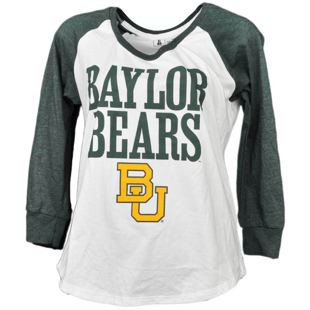NCAA Baylor Bears Mid Sleeve Tshirt Tee Womens White Green Crew Neck ...