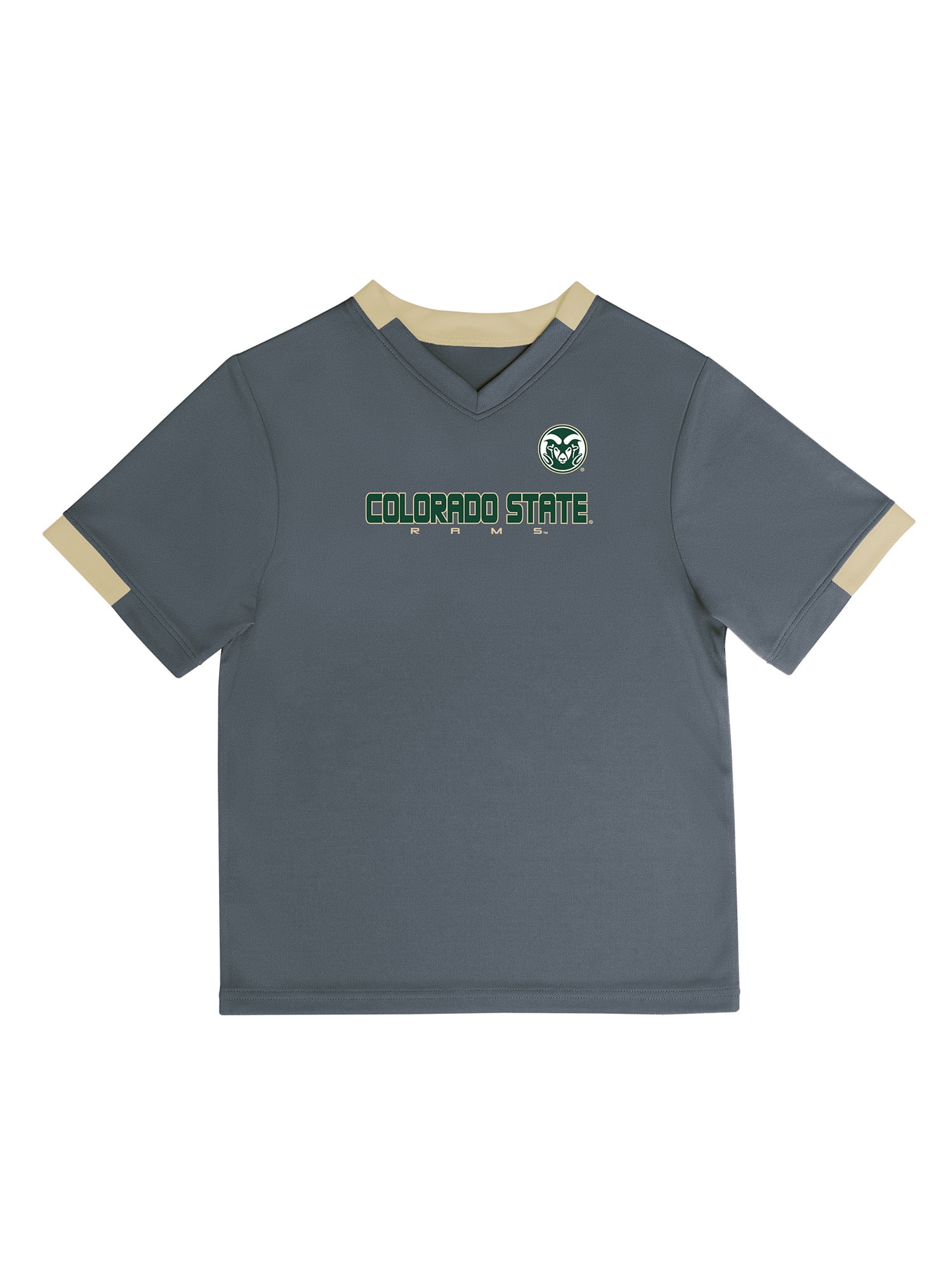 NCAA COLORADO STATE Boys Grey Color Synthetic SS TEE Soccer Vee ...