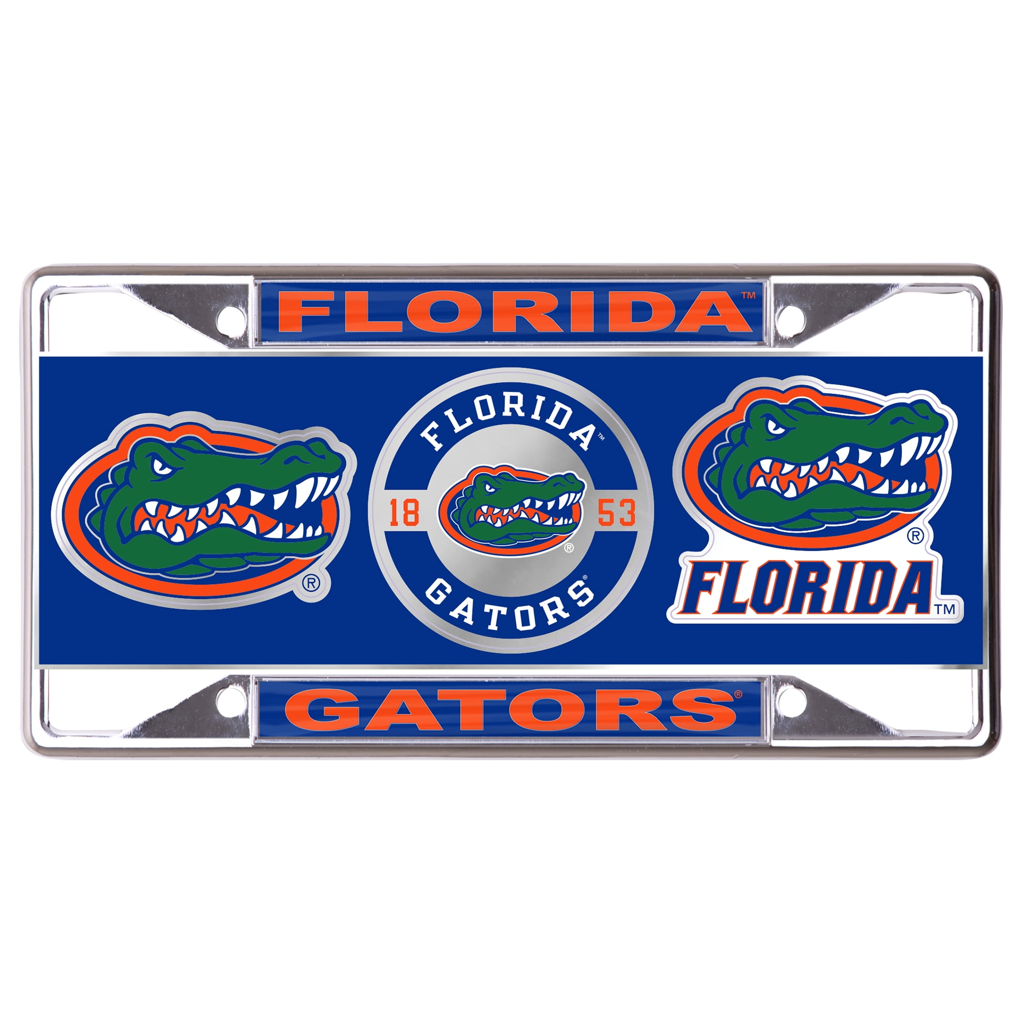 NCAA Florida Gators Team Chrome License Plate Frame with Decal Set ...