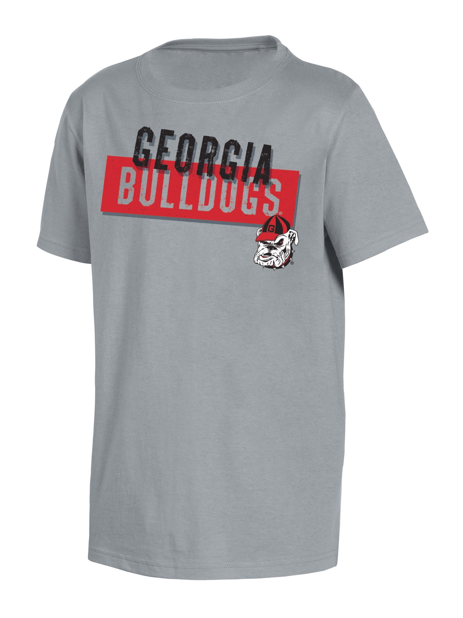 NCAA GEORGIA BULLDOGS Boys Grey Color Cotton SS TEE Down Diag OPP ...