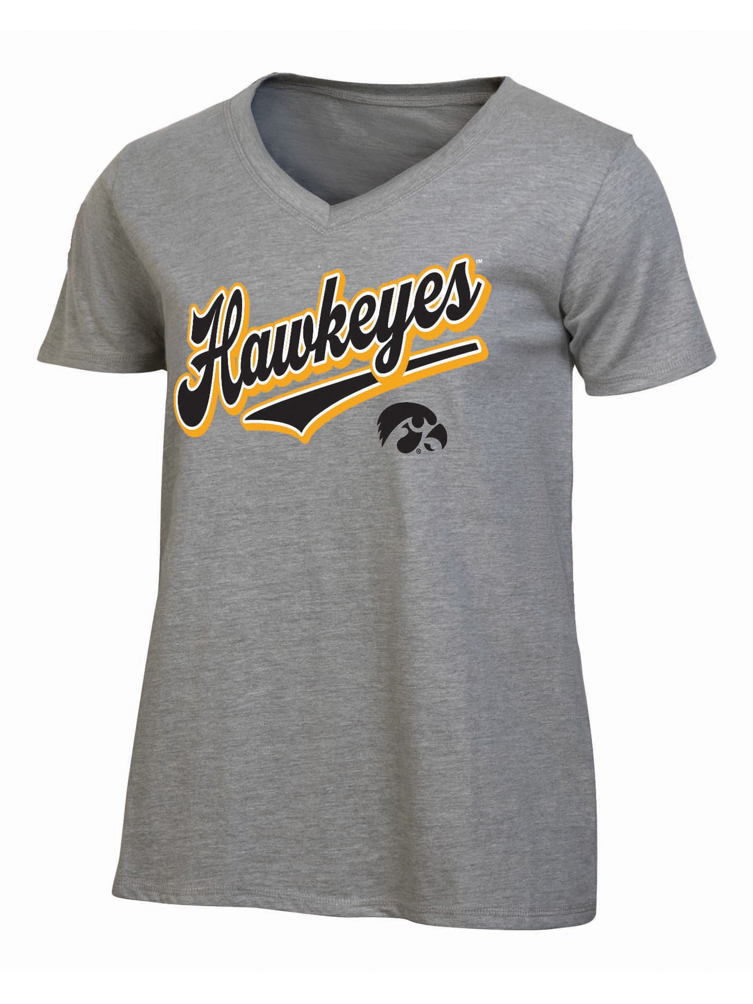 NCAA IOWA HAWKEYES Womens Grey Color Cotton SS TEE Script italic OPP ...