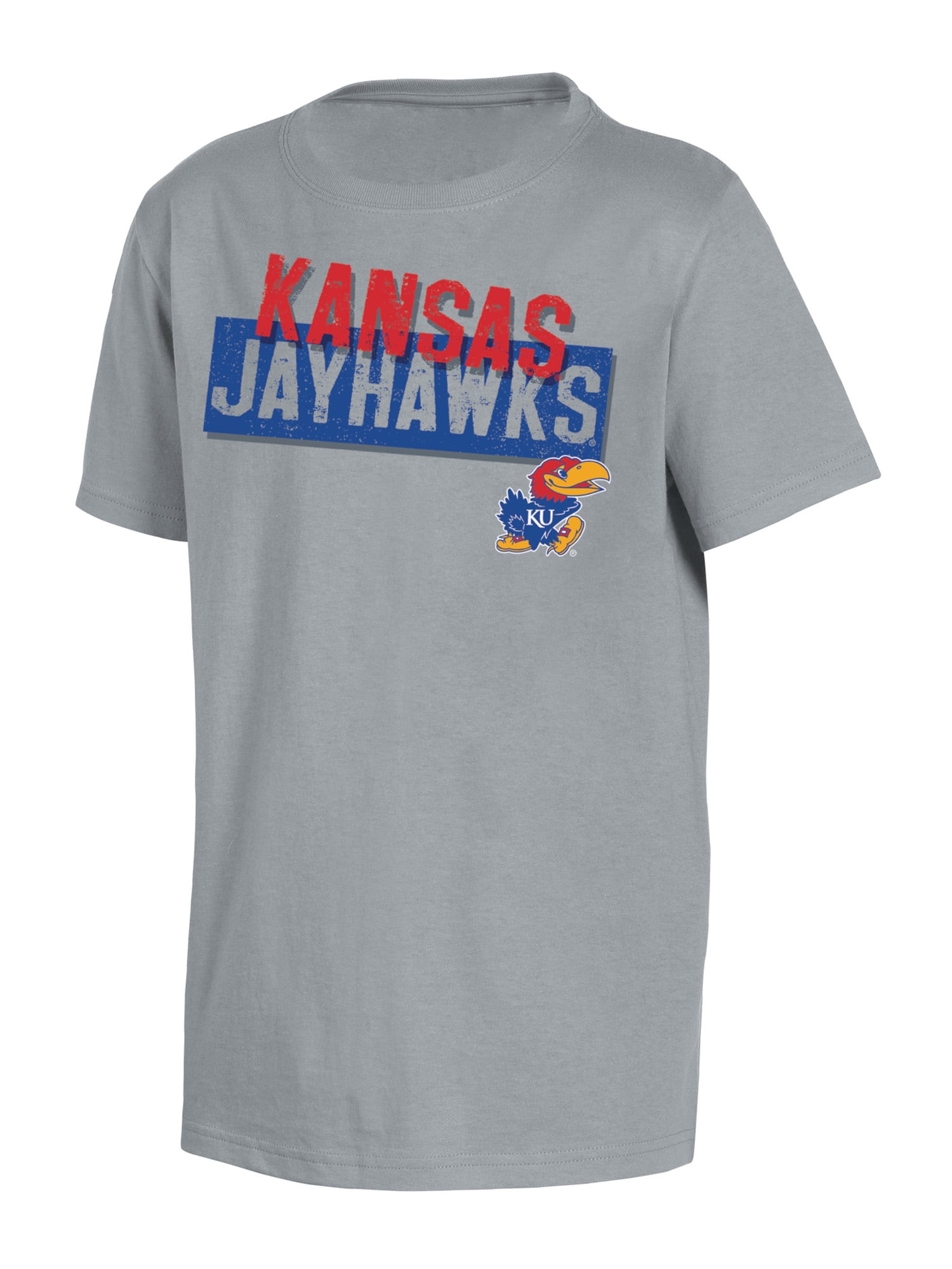 NCAA KANSAS JAYHAWKS Boys Grey Color Cotton SS TEE Down Diag OPP ...