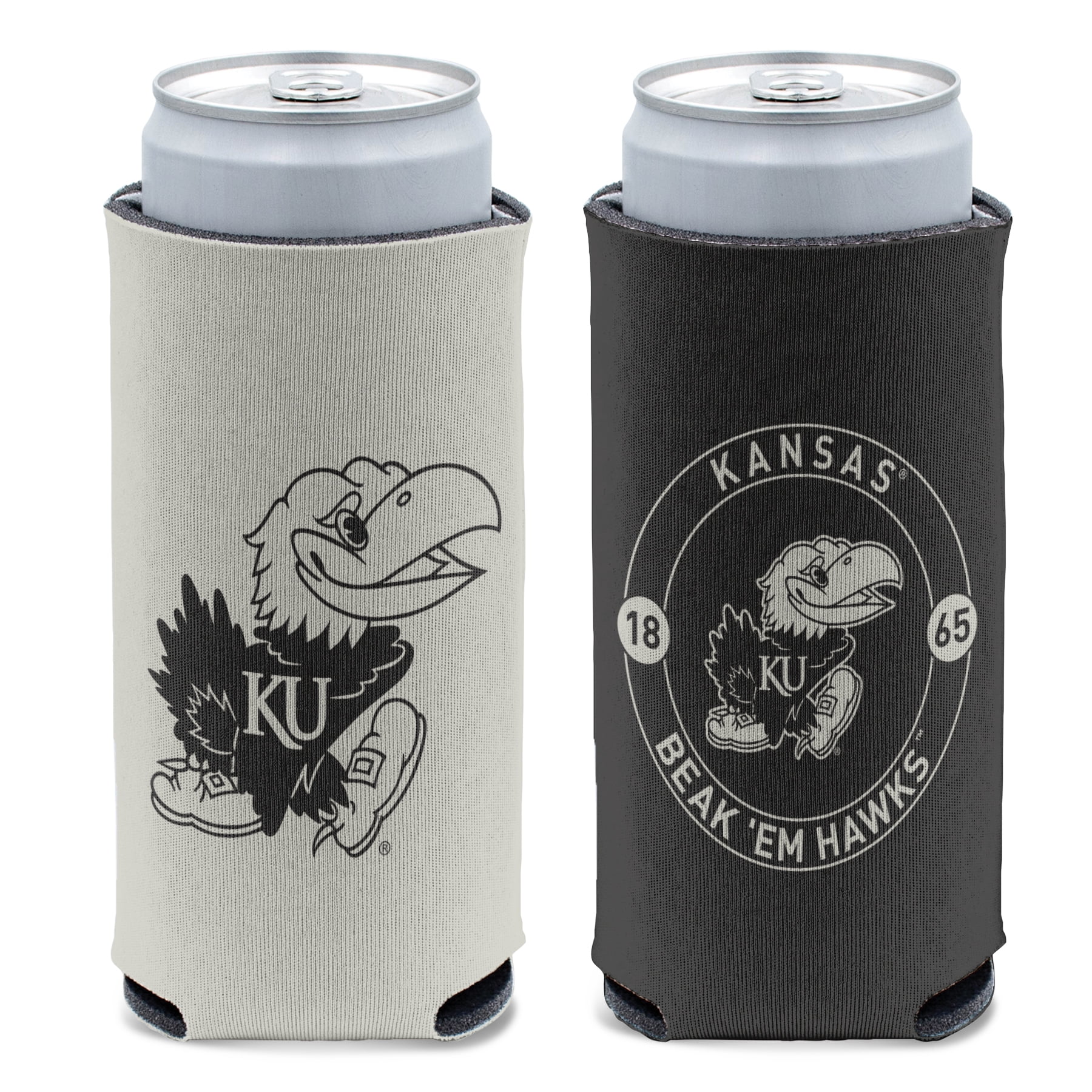 WinCraft NCAA Kansas Jayhawks Bone Black 12oz Slim Can Cooler ...