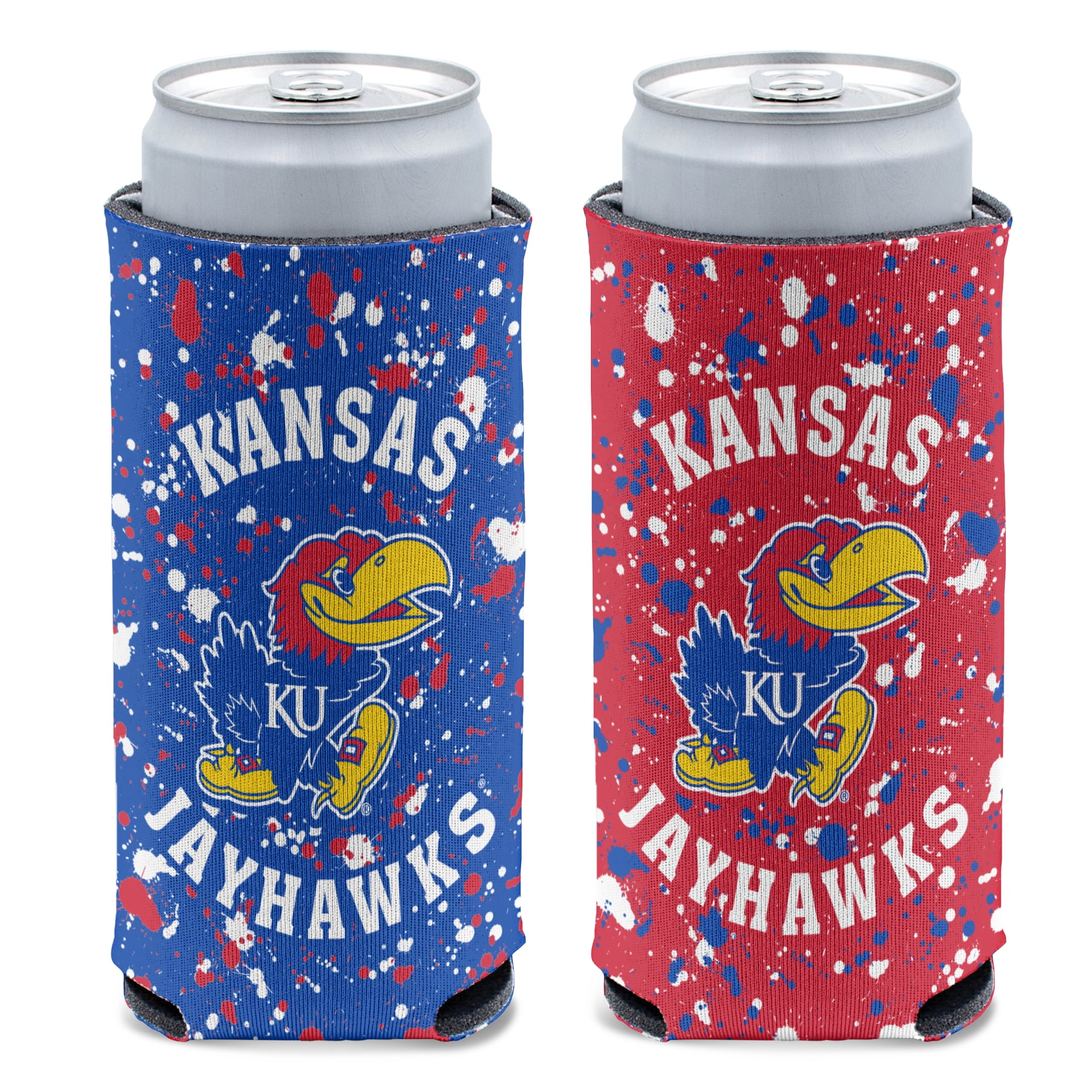 WinCraft NCAA Kansas Jayhawks Team Splatter 12oz Slim Can Cooler ...