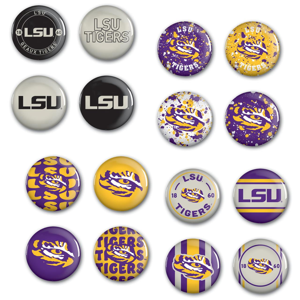 NCAA Louisiana State Team 4 Pack 1.25" Buttons Assortment Pack ...