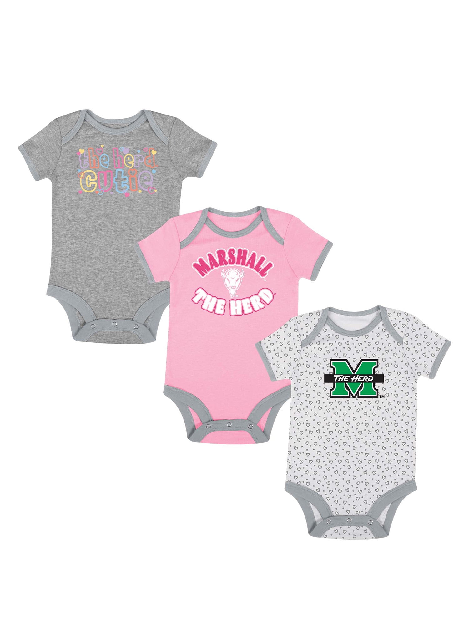 NCAA MARSHALL Infant Tm/Pnk Color Cotton SS ONS 3Pk Girls - Walmart.com
