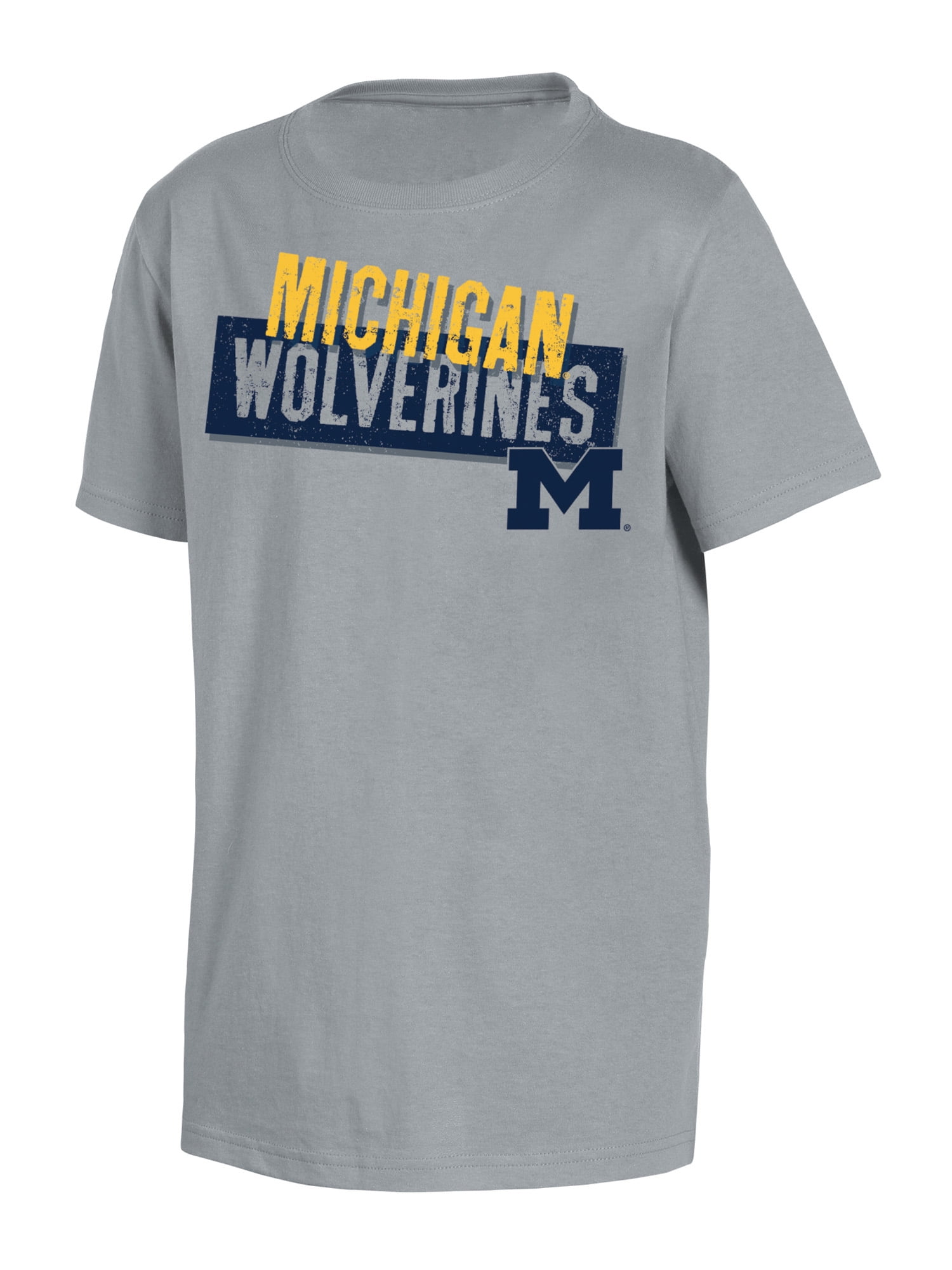NCAA MICHIGAN Boys Grey Color Cotton SS TEE Down Diag OPP - Walmart.com