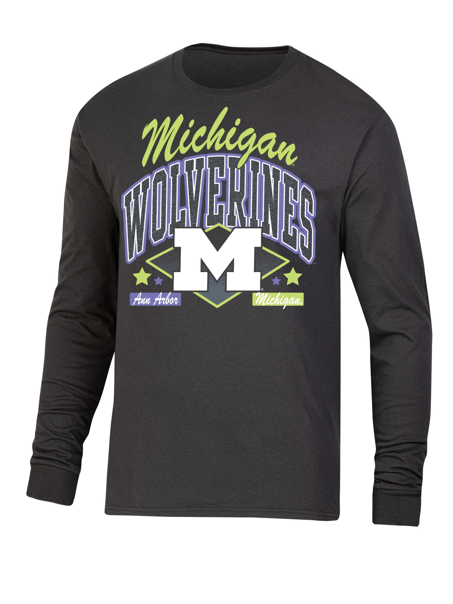 NCAA MICHIGAN Mens Black Color Cotton LS TEE Frat Mash - Walmart.com