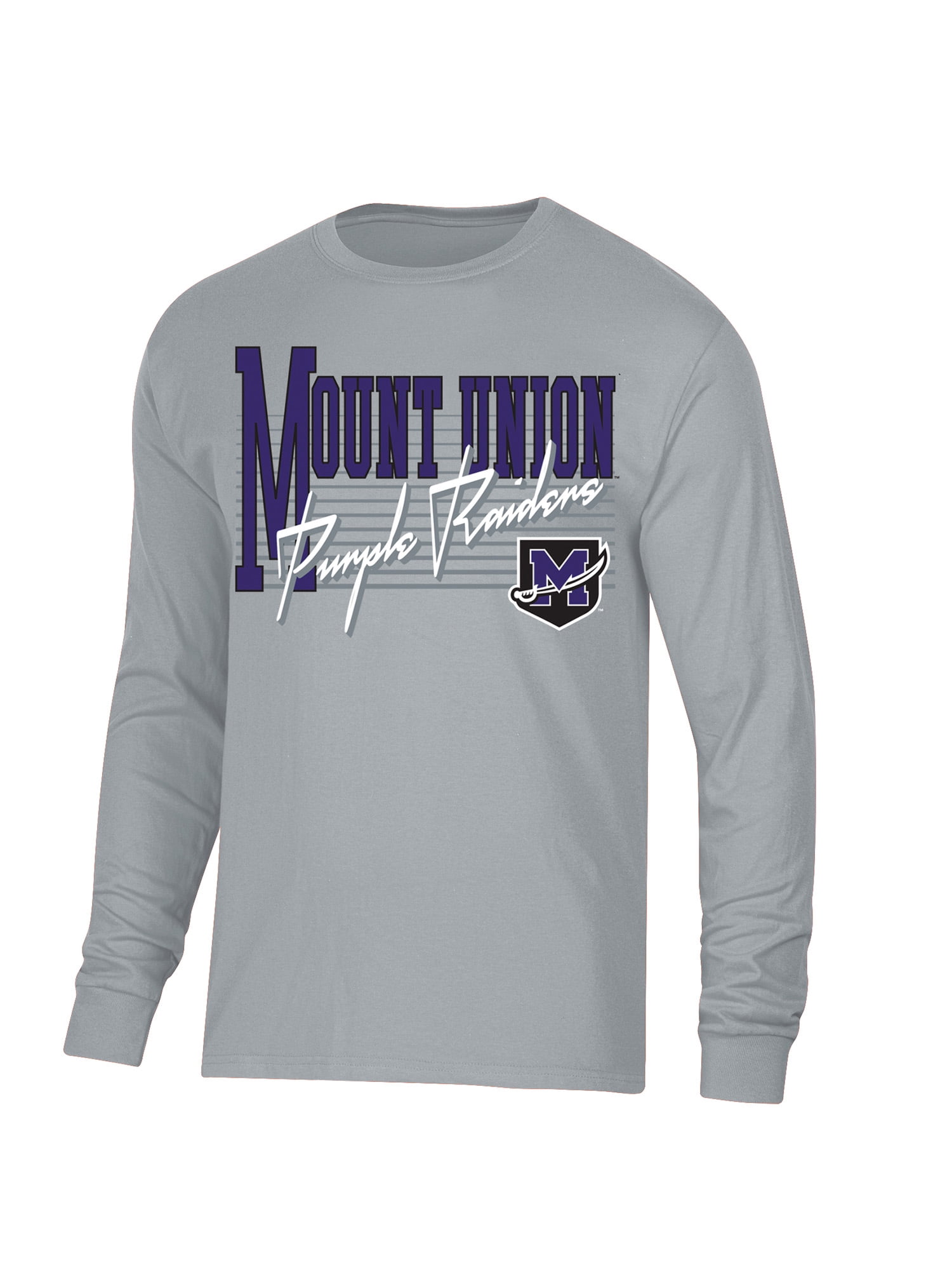 NCAA MOUNT UNION Mens Grey Color Cotton LS TEE Piano Print - Walmart.com