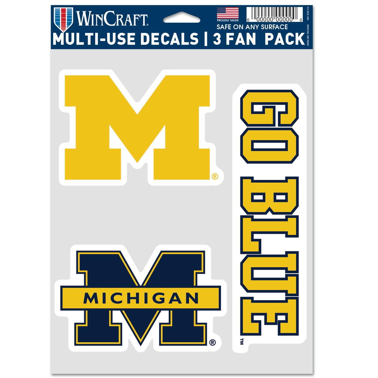 NCAA Michigan Team Logo 5" x 7.75" 3 Fan Pack Decal - Walmart.com
