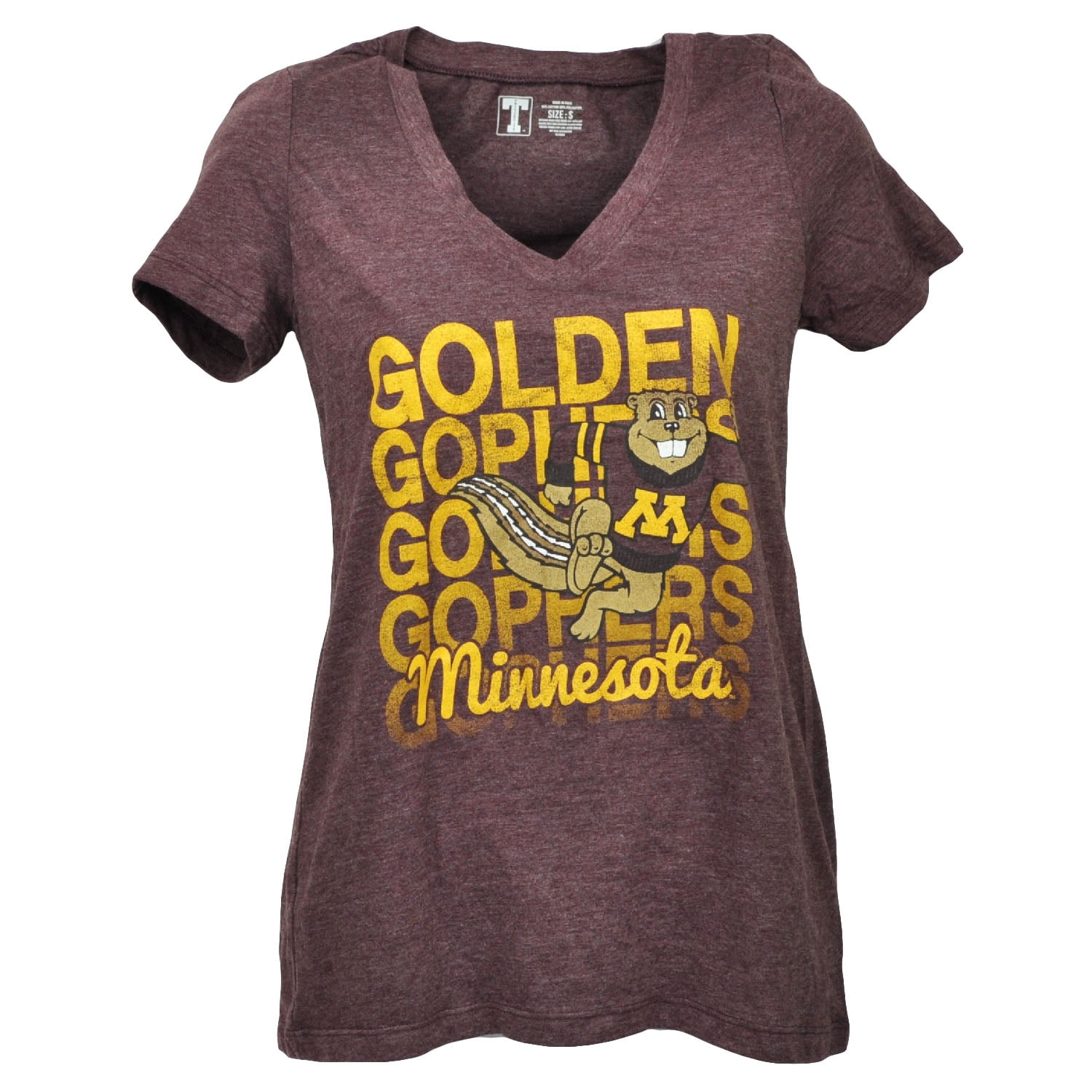 NCAA Minnesota Golden Gophers Burgundy Tshirt Tee Womens V Neck Repeat ...