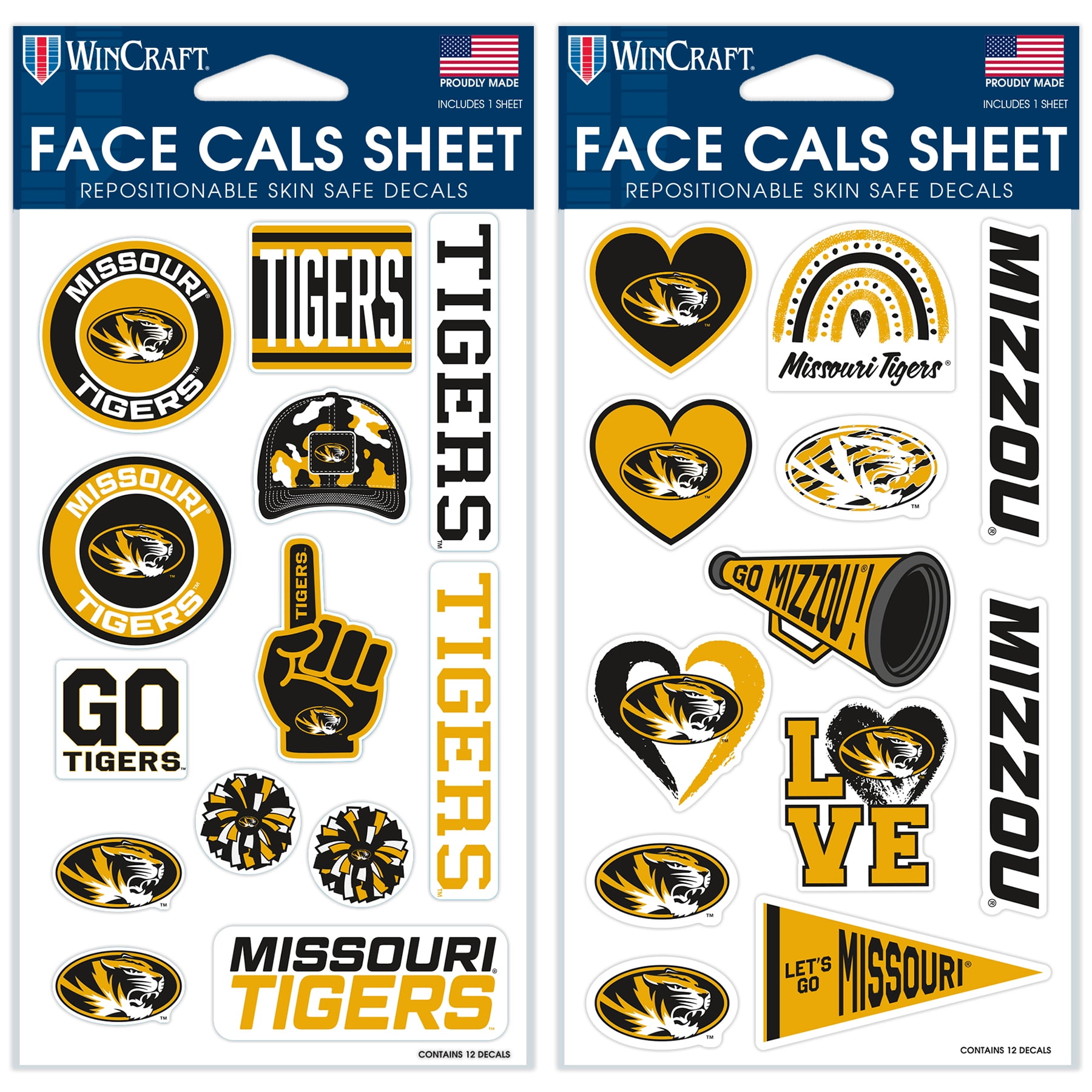 WinCraft NCAA Missouri Team 4" x 7" Face Cal Assortment Pack - Walmart.com