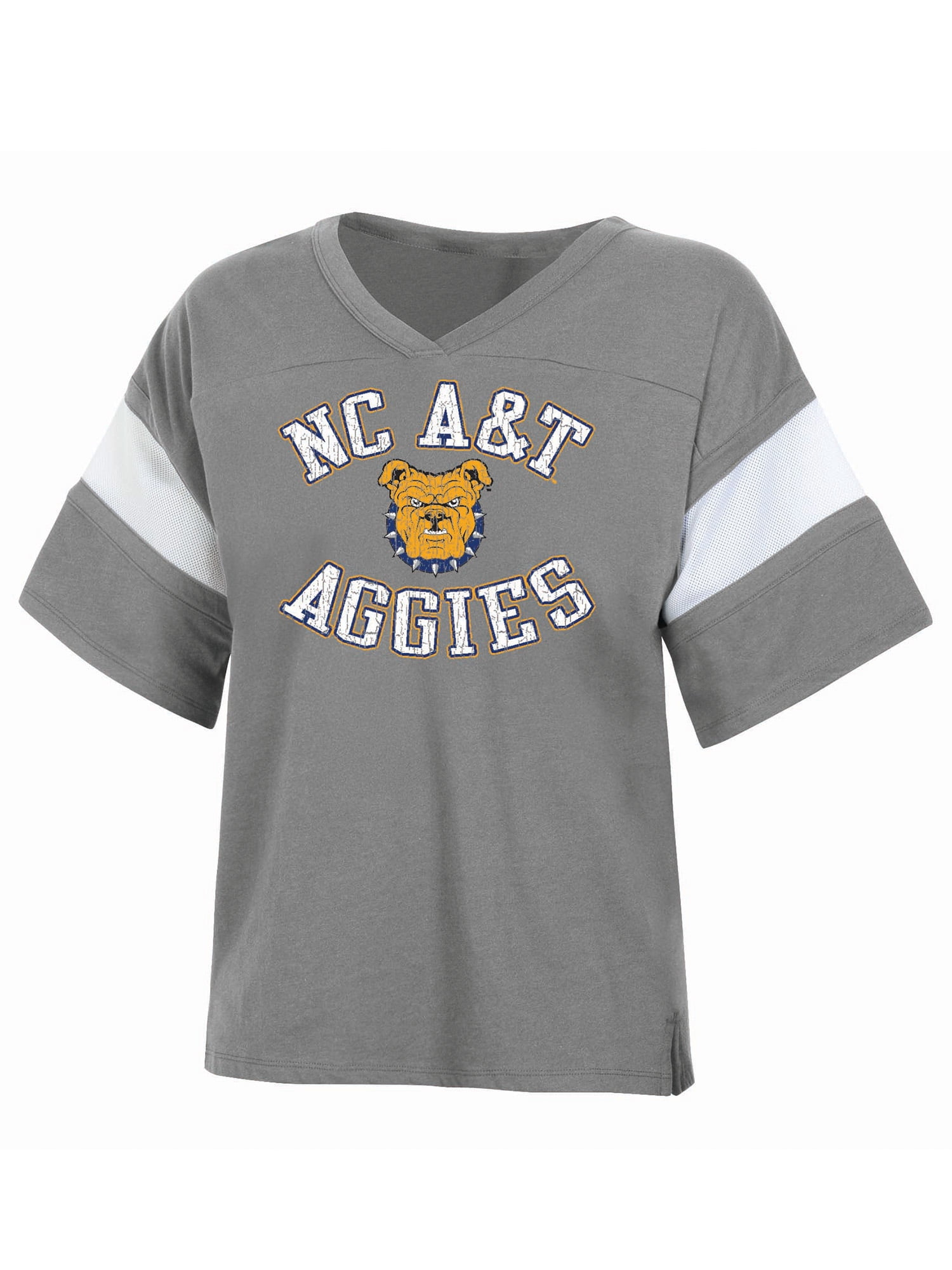 NCAA NORTH CAROLINA A&T Womens Grey Color Blend SS TEE Sleeve Stripe Vee - Walmart.com
